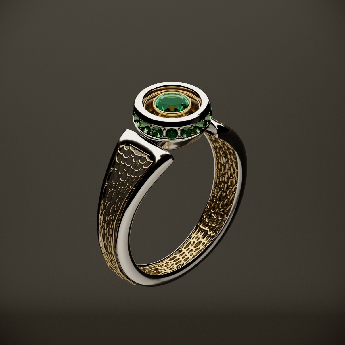 ArtStation - Men's ring with emeralds