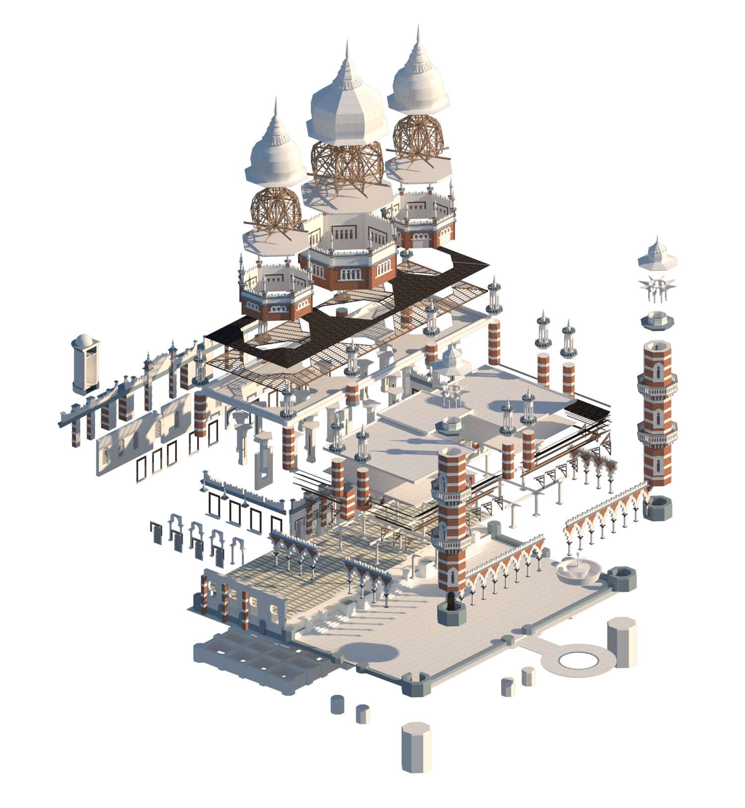 ArtStation - 3D Rendering of Architectural Details of MASJID JAMEK ...