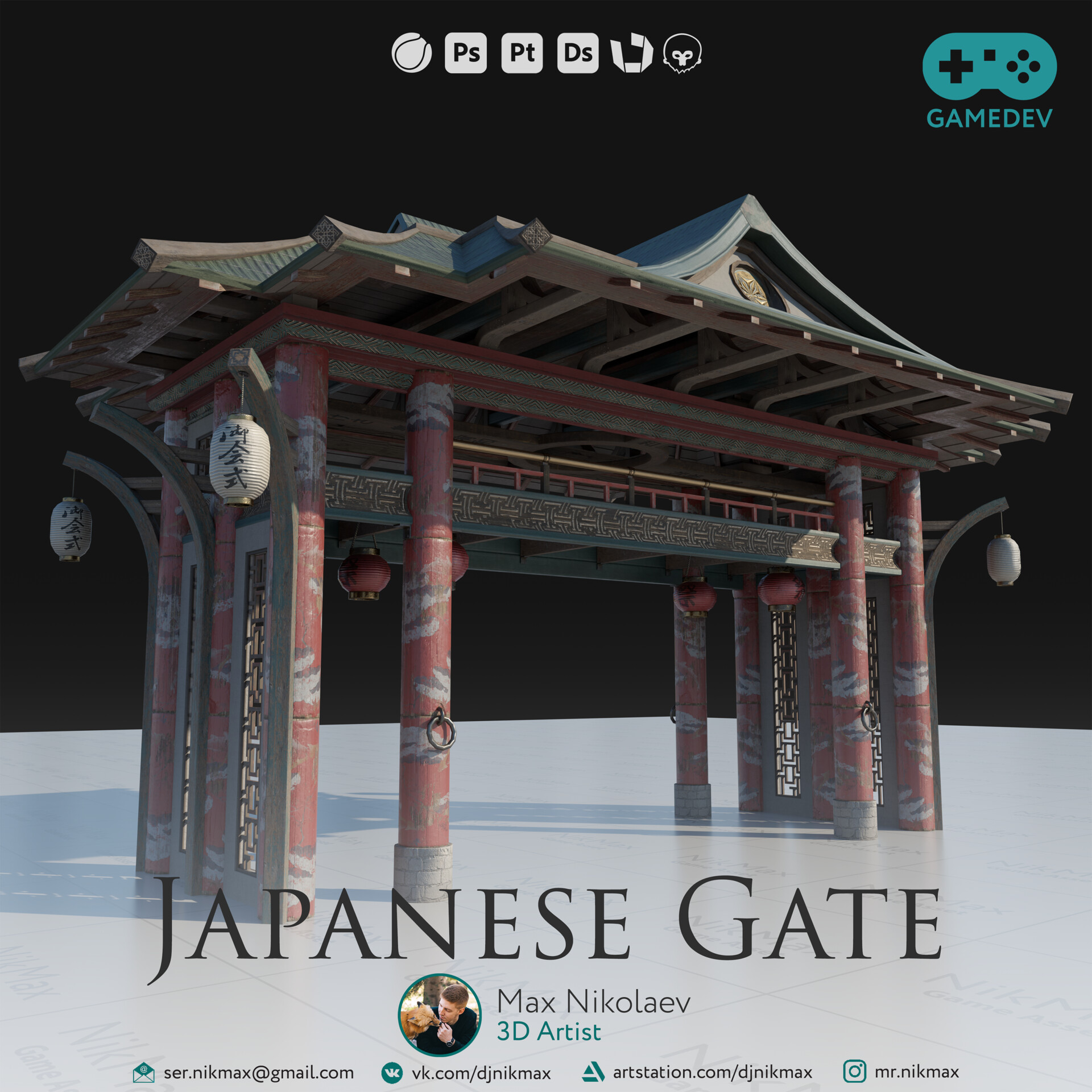 ArtStation - Japanese Gate (GameReady)