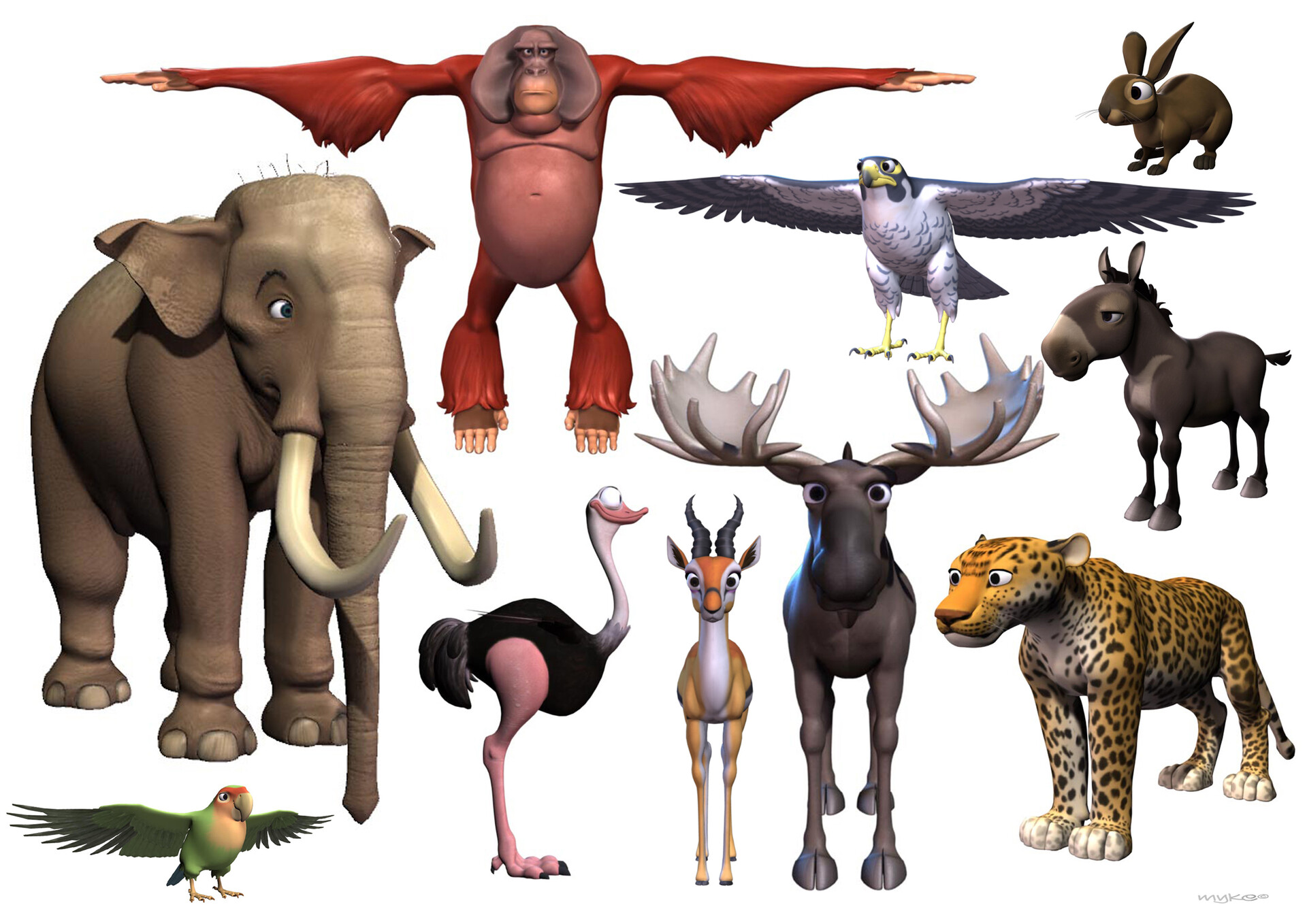 ArtStation - 3D Realisations of 2D Animal Designs of mine.