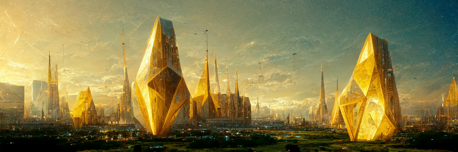ArtStation - Golden futuristic city