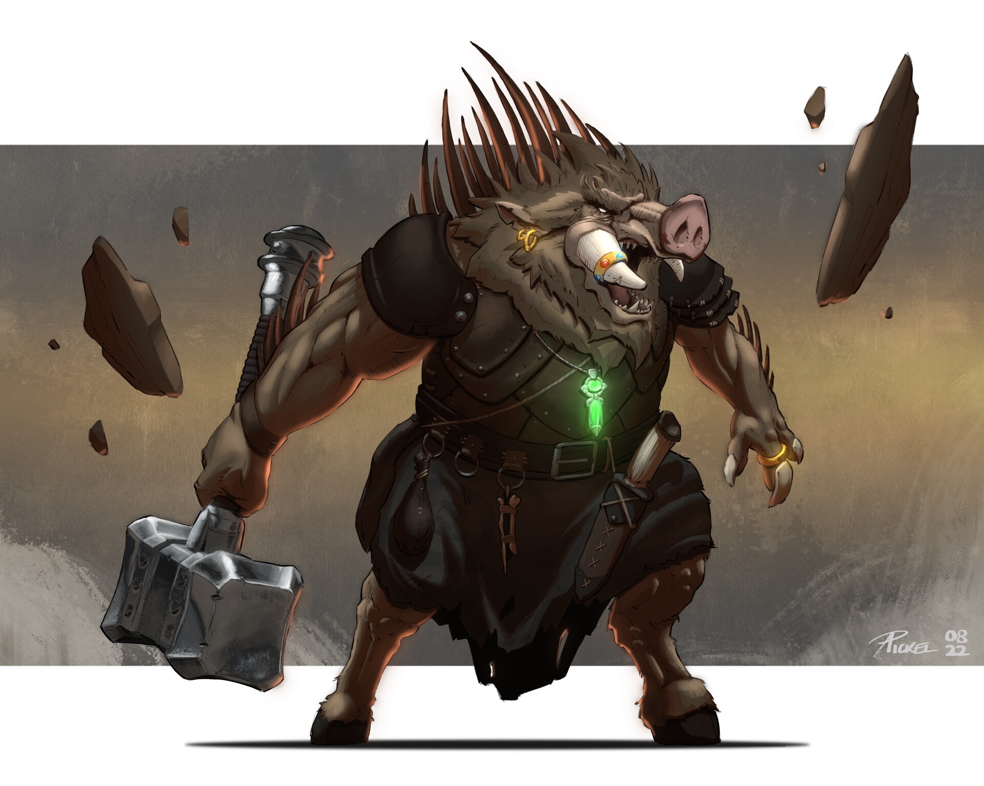 ArtStation - Quilboar Earth Shaman - Character Concept