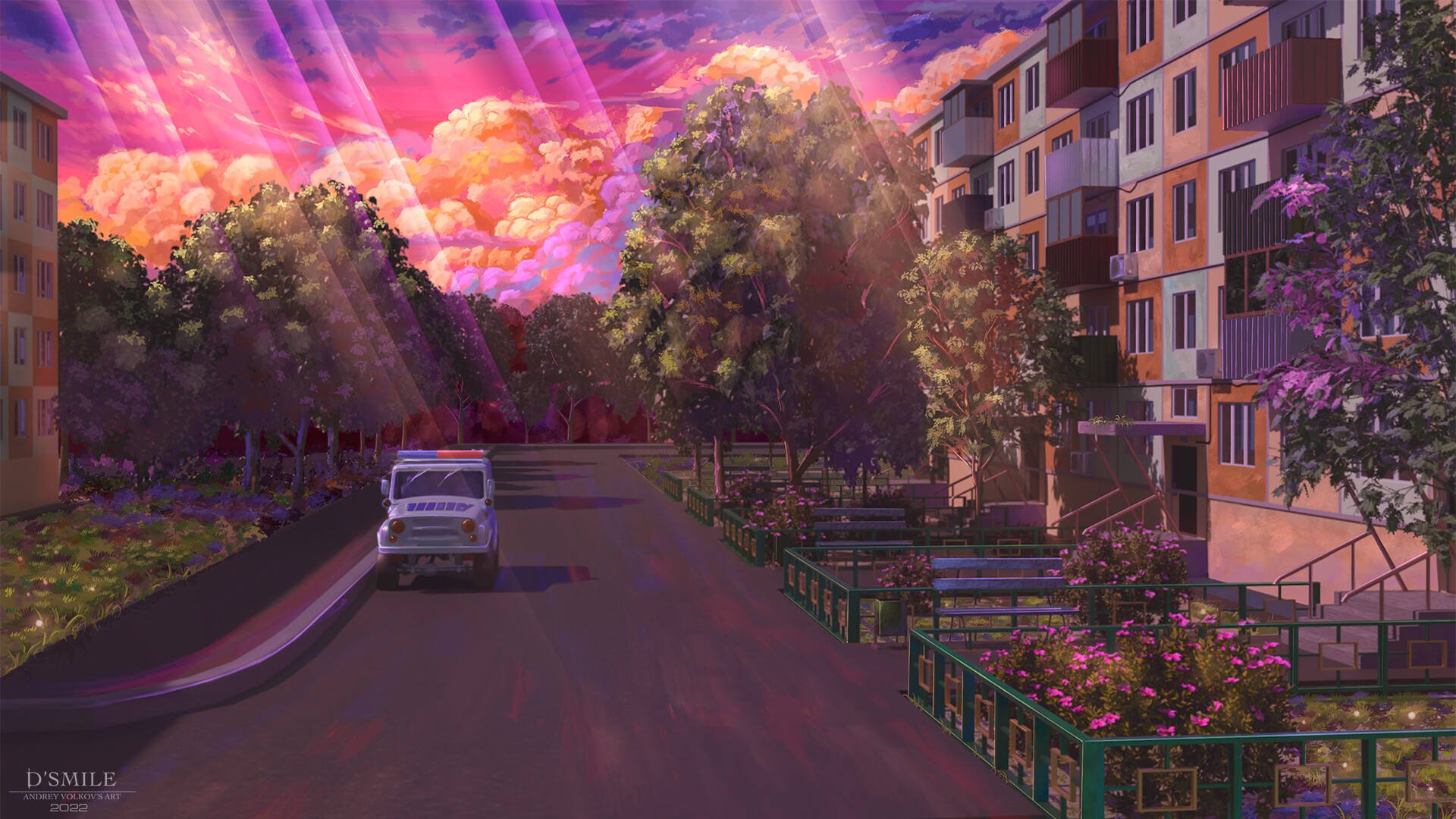 ArtStation - Sunset courtyard