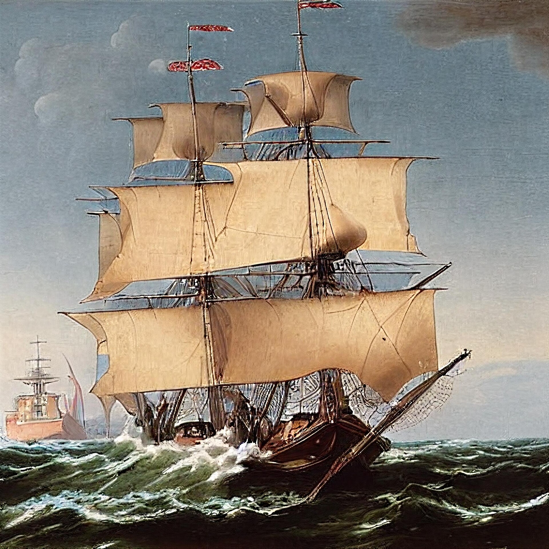 ArtStation - Marine painting of a warship either at war or sailing a ...