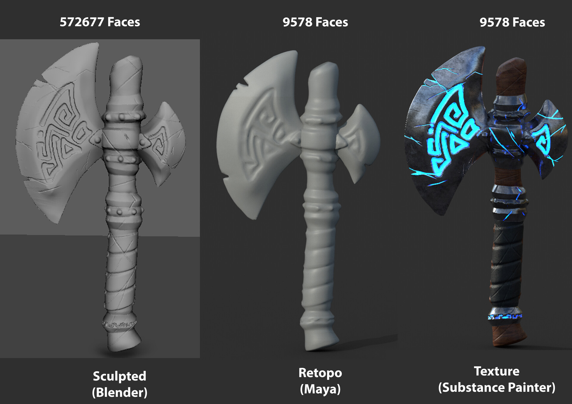 ArtStation - Axe_Sculpt_Retopo_Tex (Blender_Maya_Substance Painter)