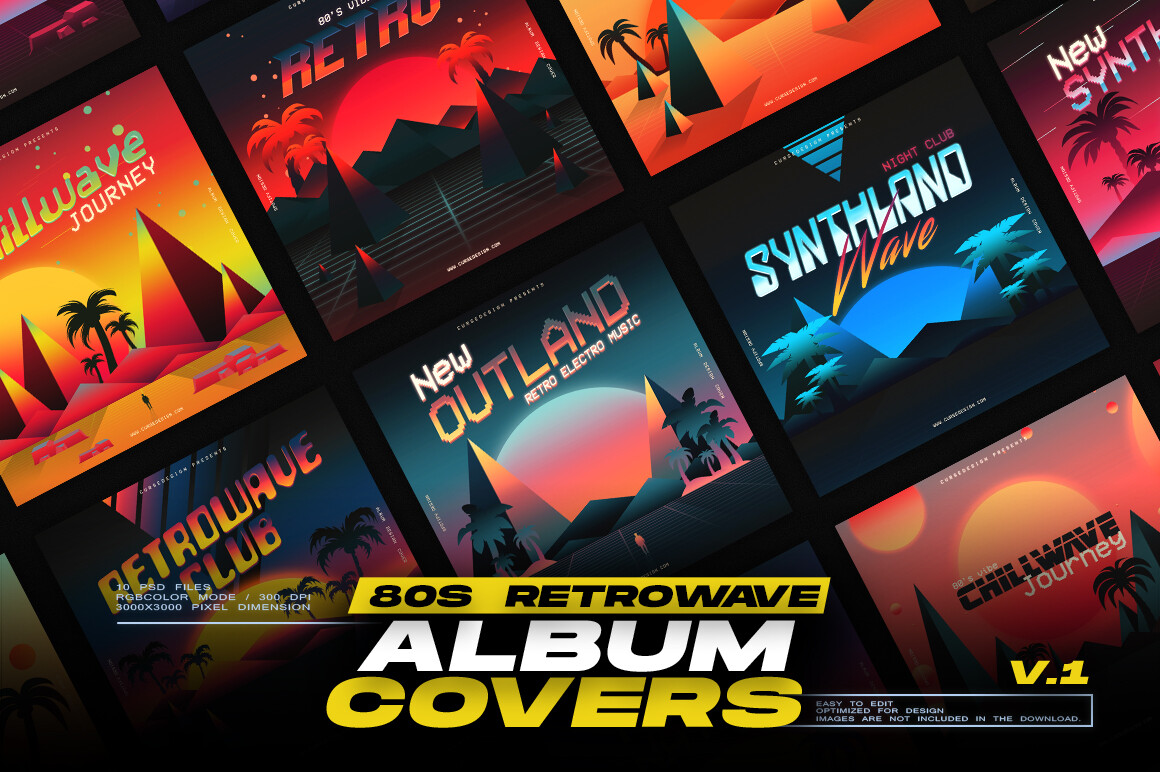 ArtStation - Retrowave Album Covers Pack Vol.1