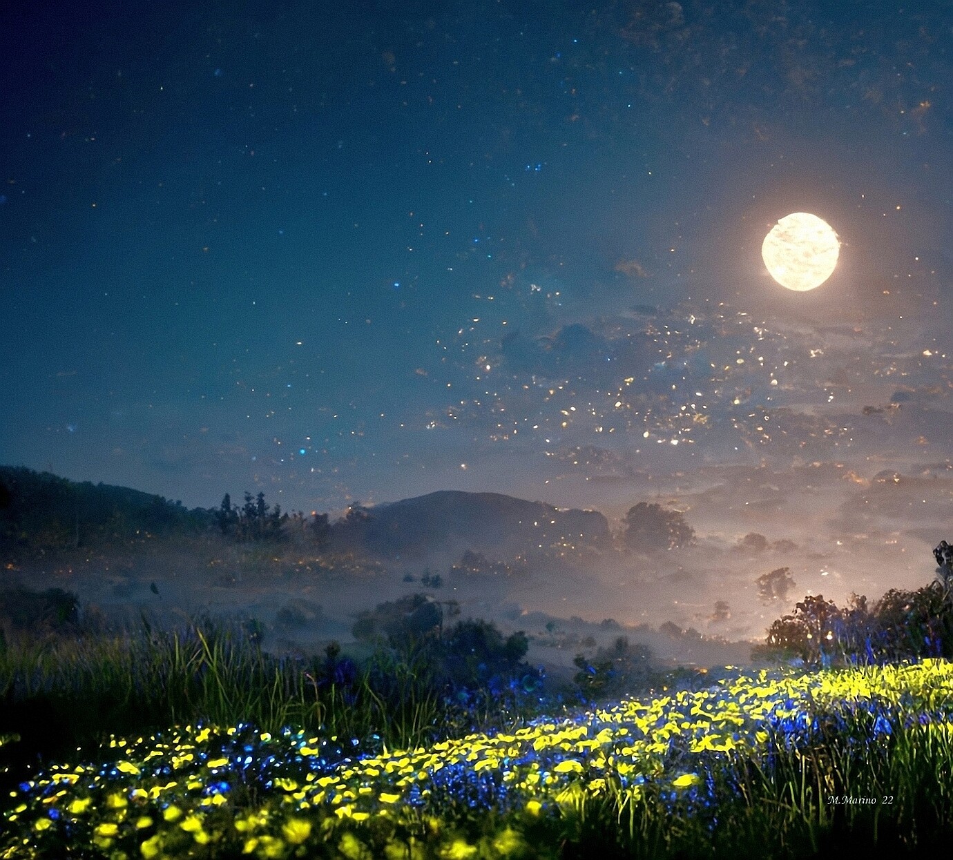 ArtStation - Full moon over the hills