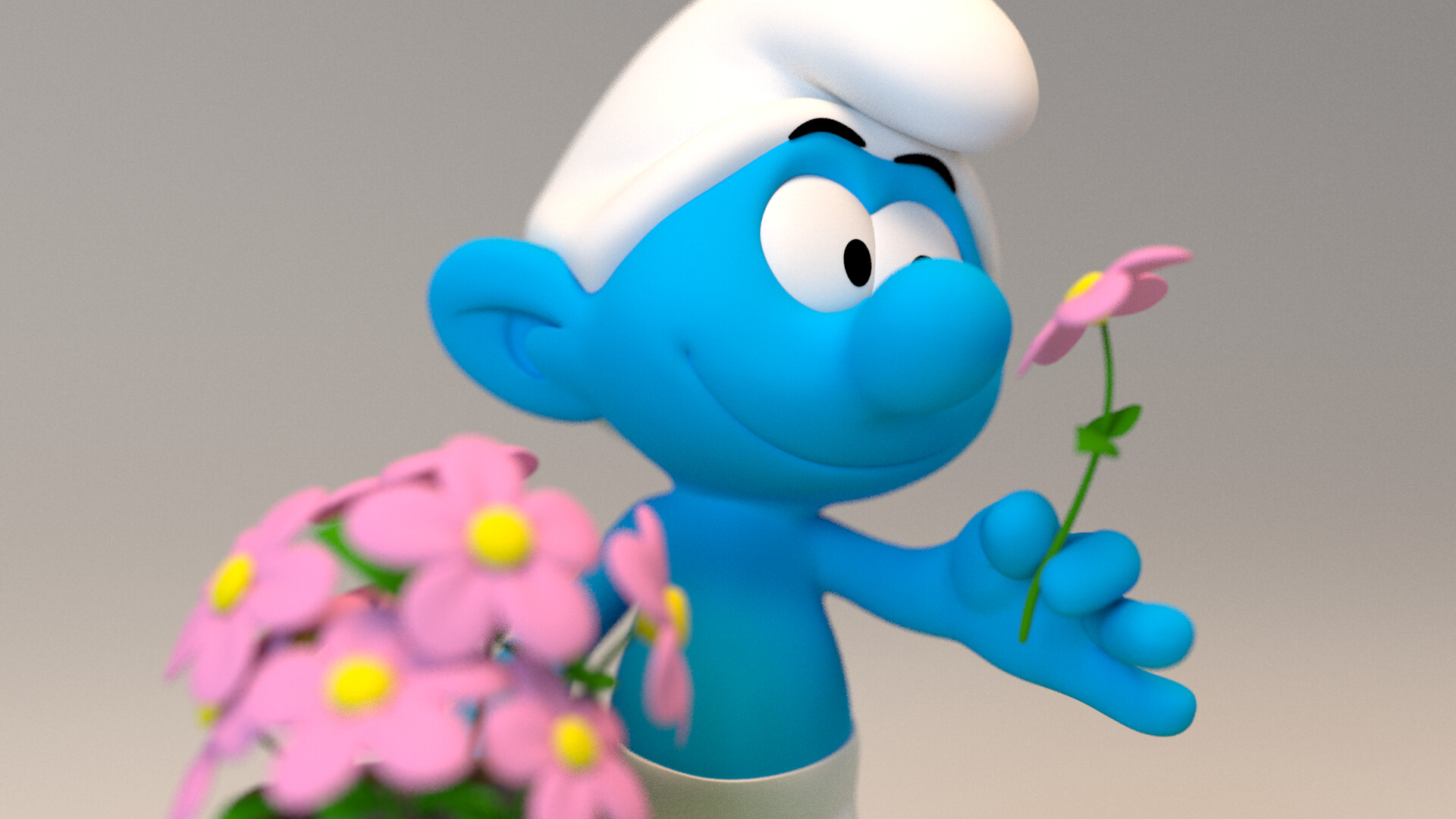 Warren Dowson - Smurf With Flower