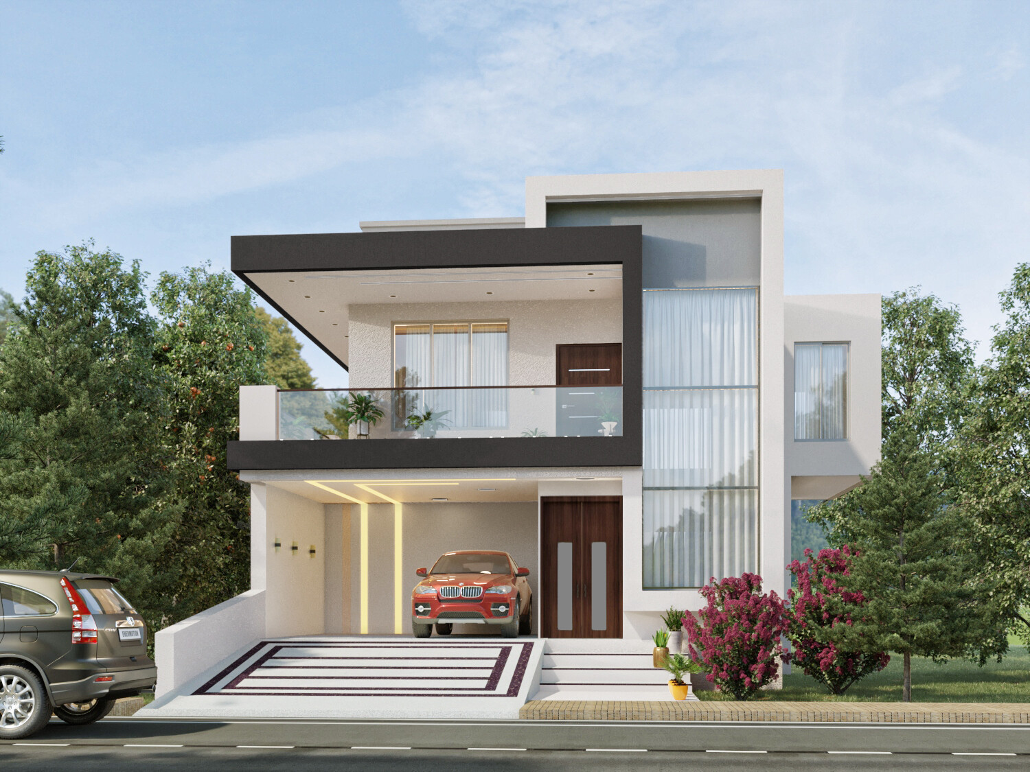 ArtStation - exterior view day and night view