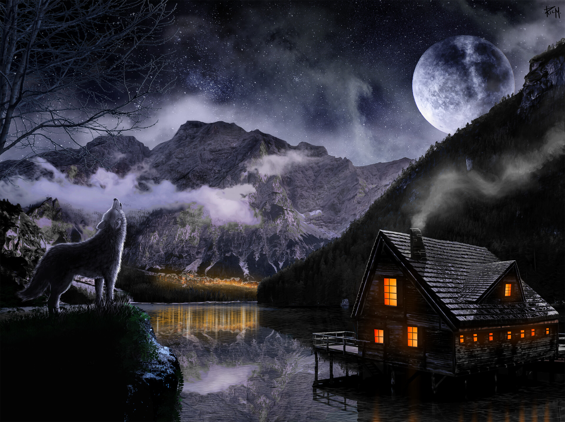 ArtStation - Full Moon Night