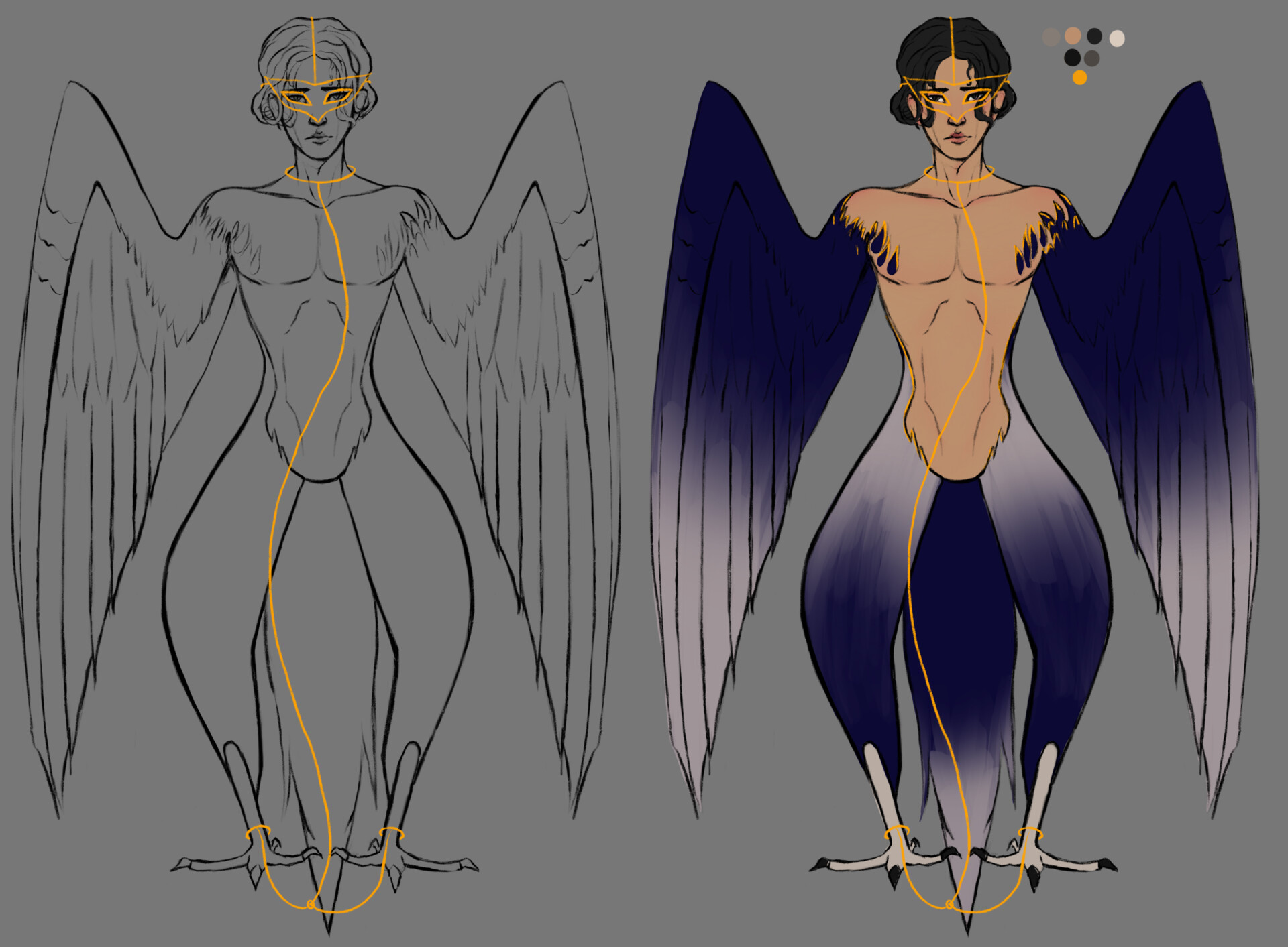 human wings drawing reference