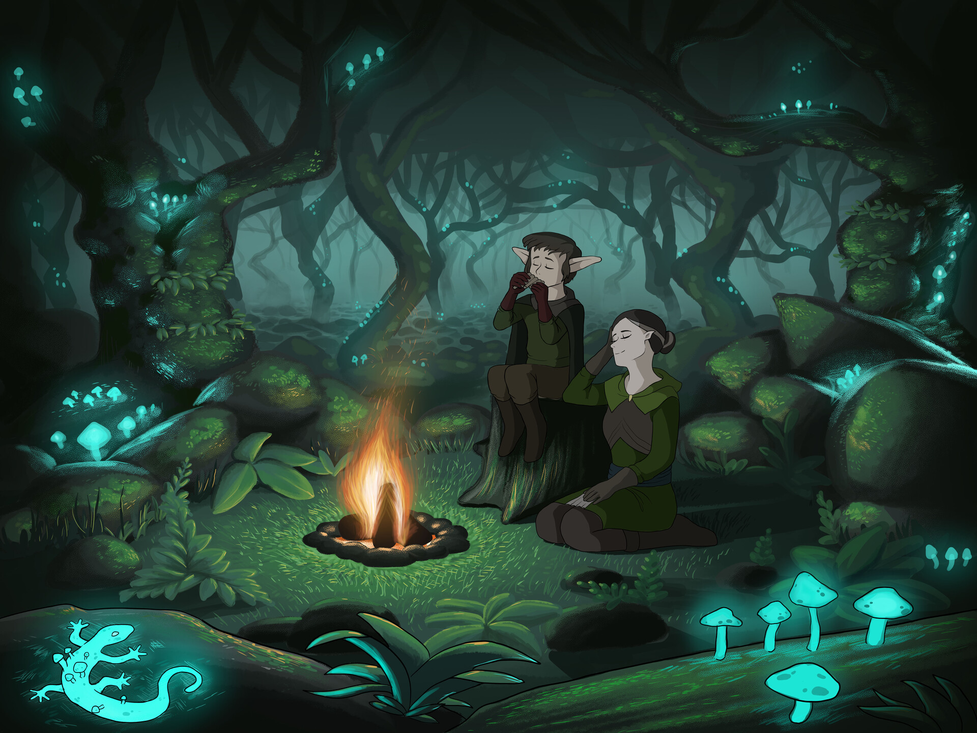 ArtStation - Pan Flute Break in the Enchanted Forest