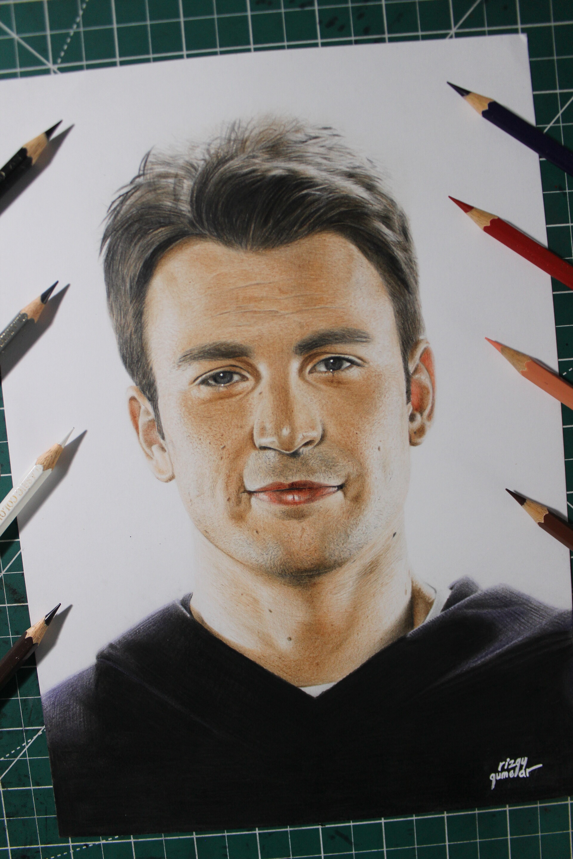 ArtStation - Colored Pencils Drawing of Chris Evans