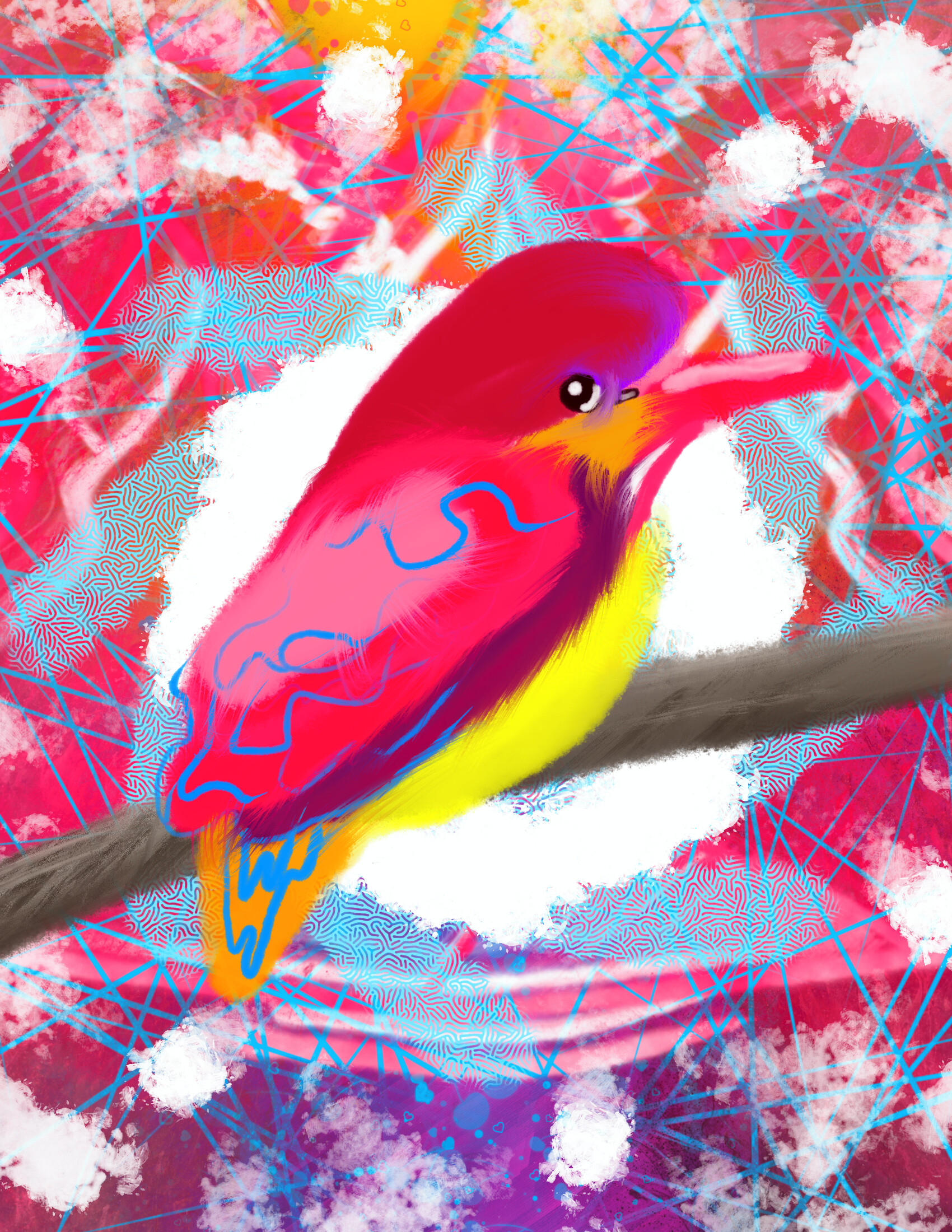 Simone van Galen - When the bird comes flying by ( Abstract art )