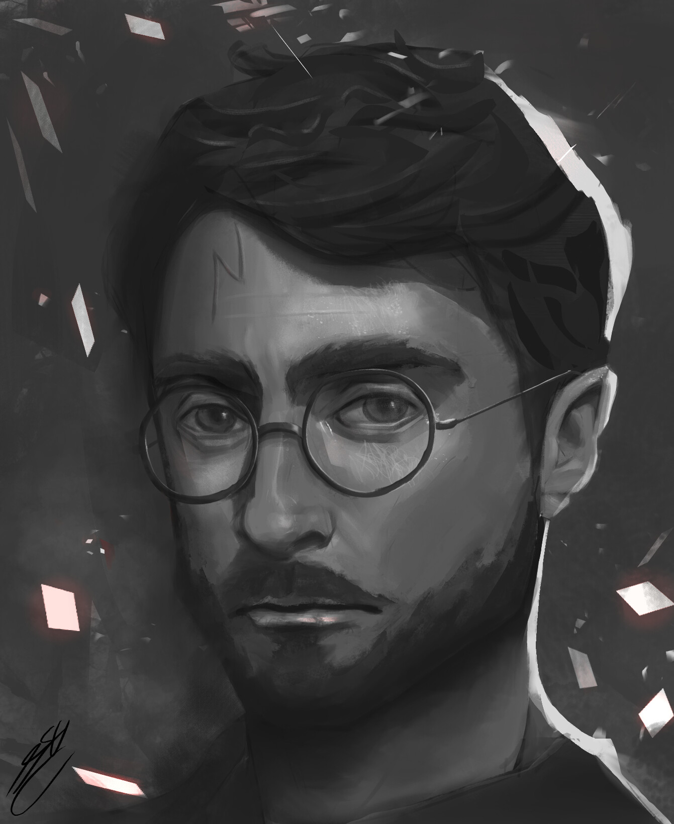 ArtStation - Harry Potter Portrait Digital Painting (Greyscale)