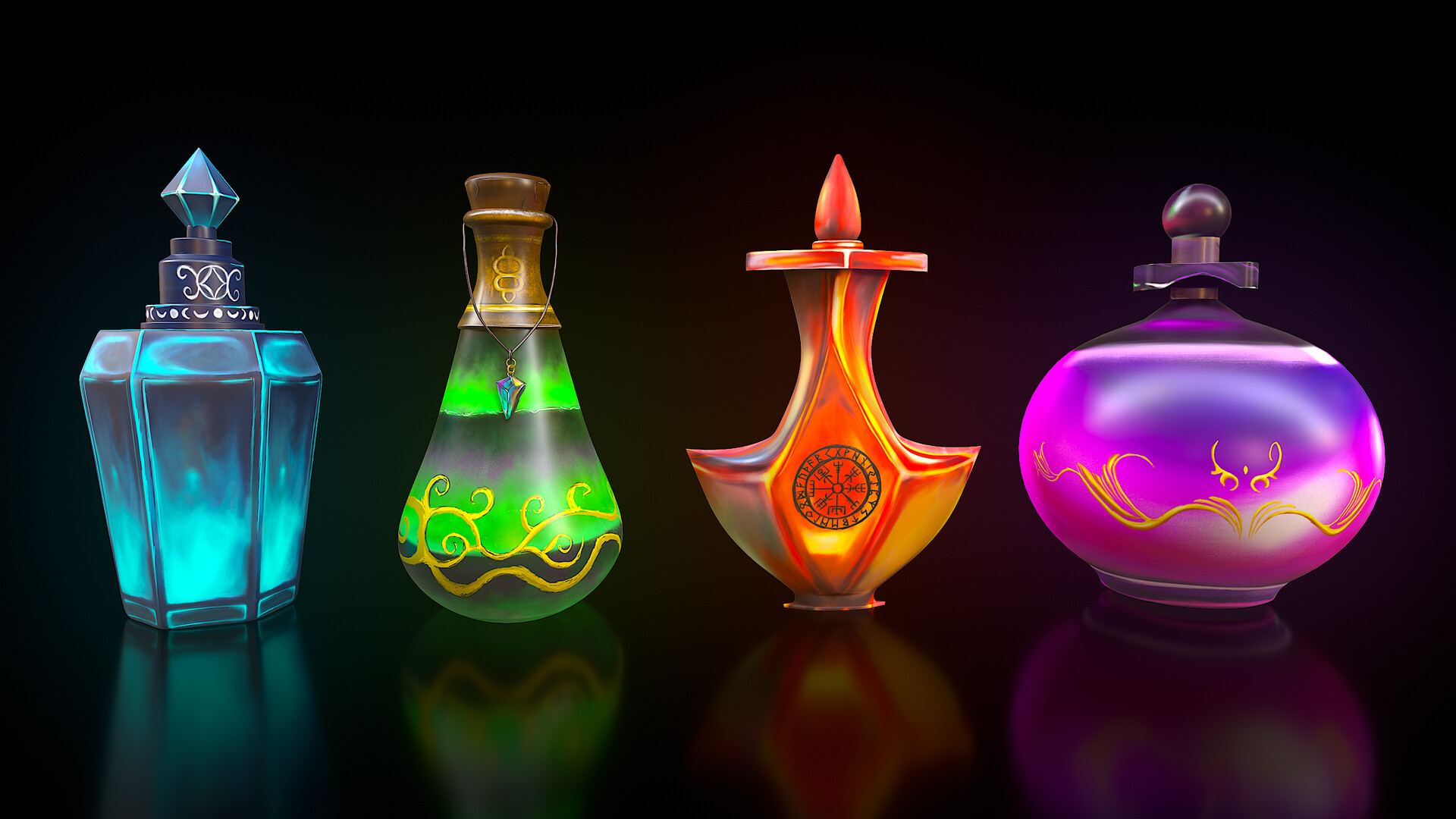 ArtStation - Hand painted bottles