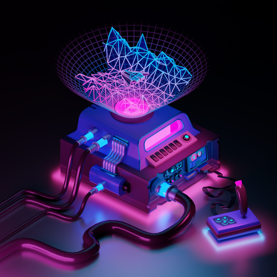 ArtStation - Synthwave game console made with Blender 3D