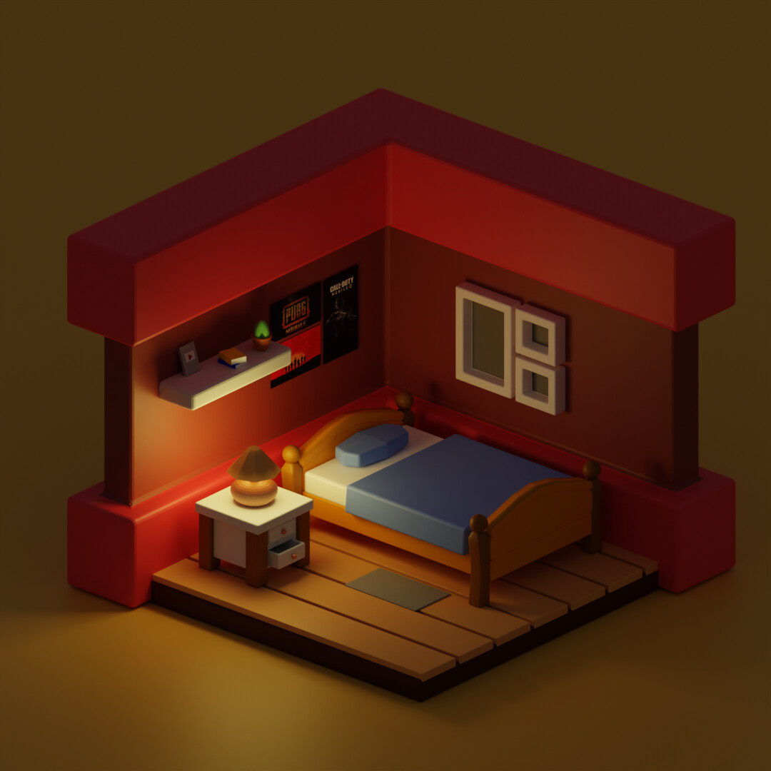ArtStation - Isometric Bedroom Made in Blender.