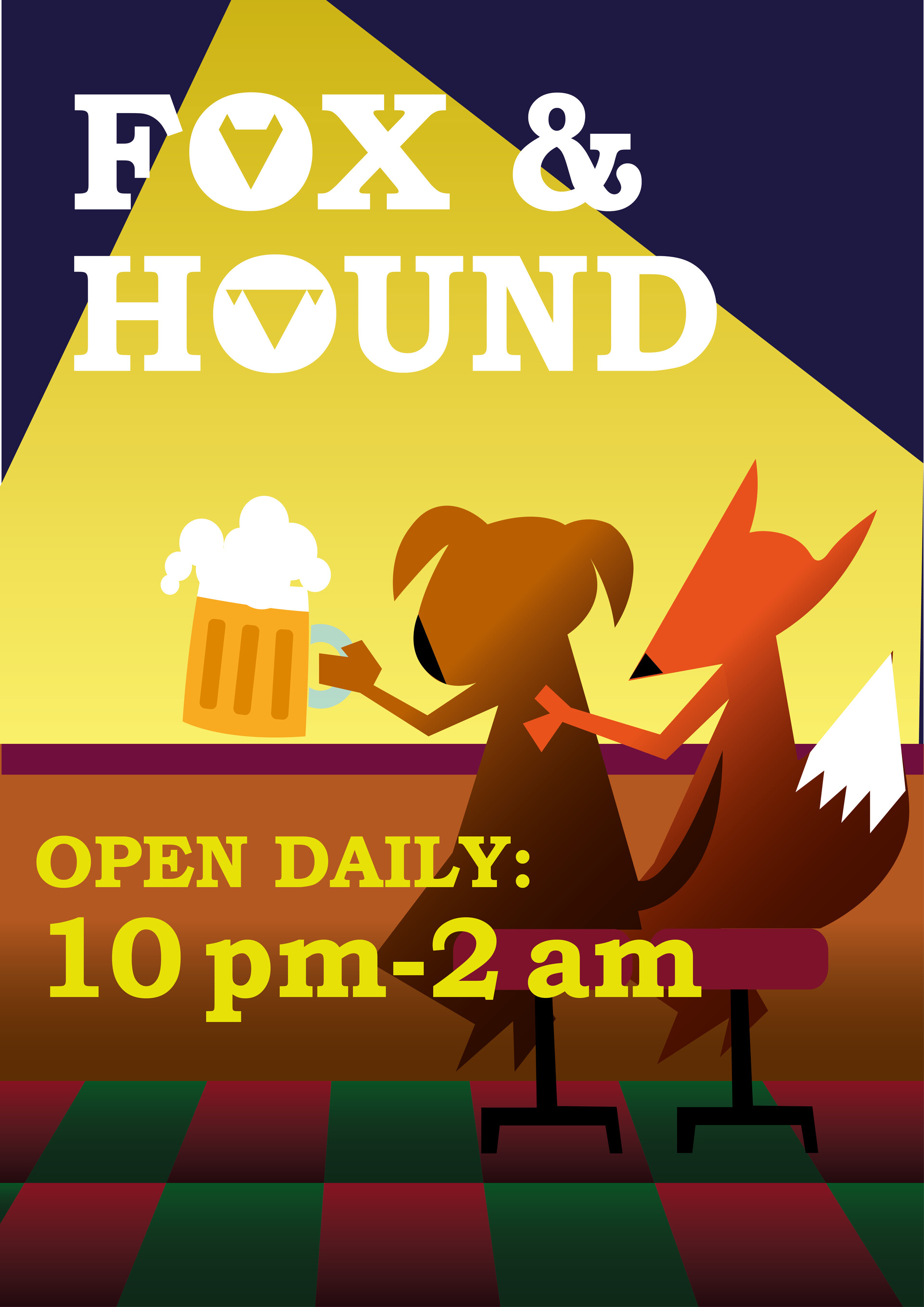 ArtStation - "FOX & HOUND" Bar Pavement Sign Design