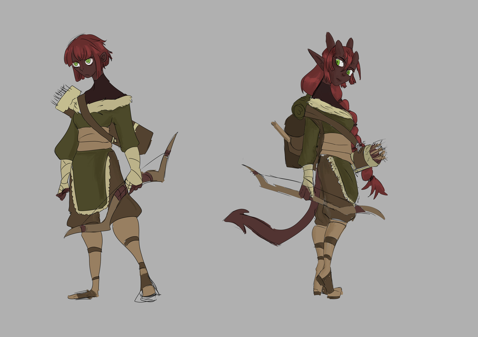 ArtStation - Hima, Tiefling archer and necromancer