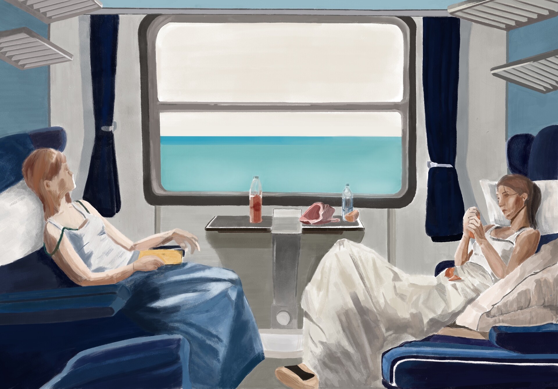 ArtStation - Two girls in a train