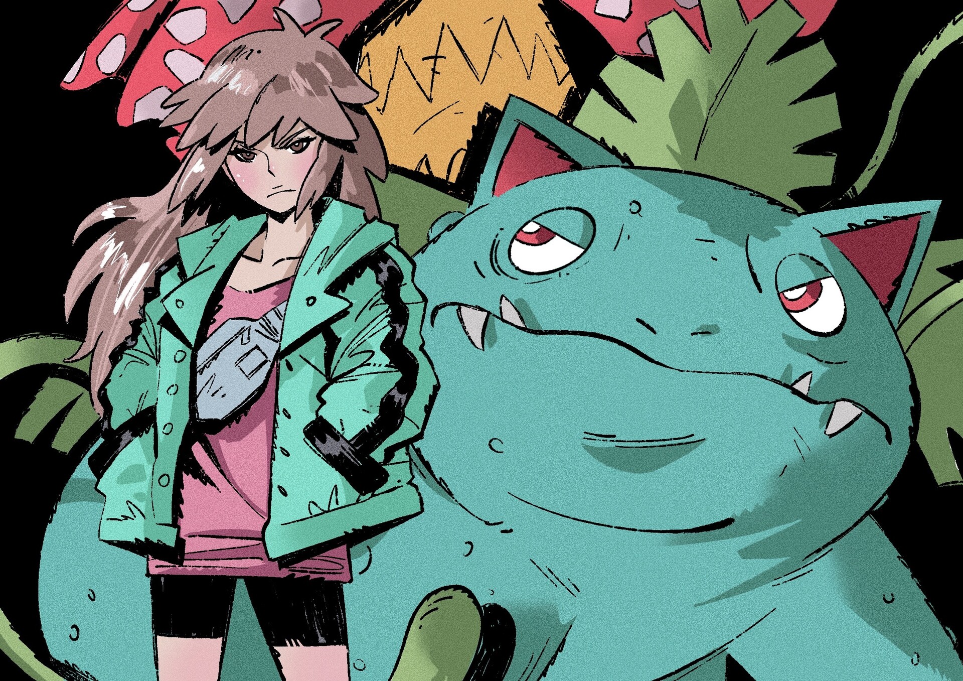 ArtStation - Leaf and Venusaur Illustration