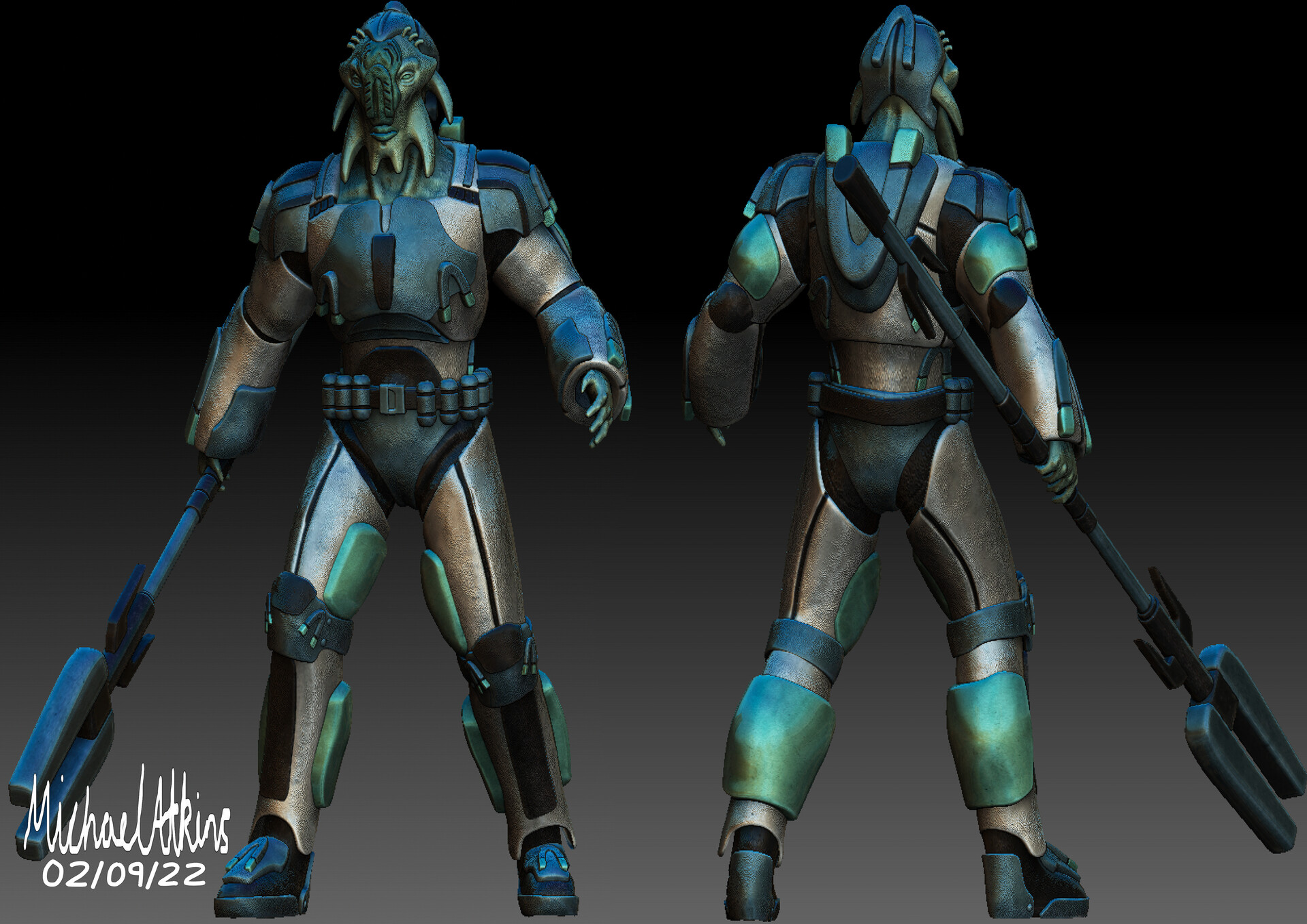 ArtStation - Michael Atkins 3D Magnetic Alien Guard Character Sheet