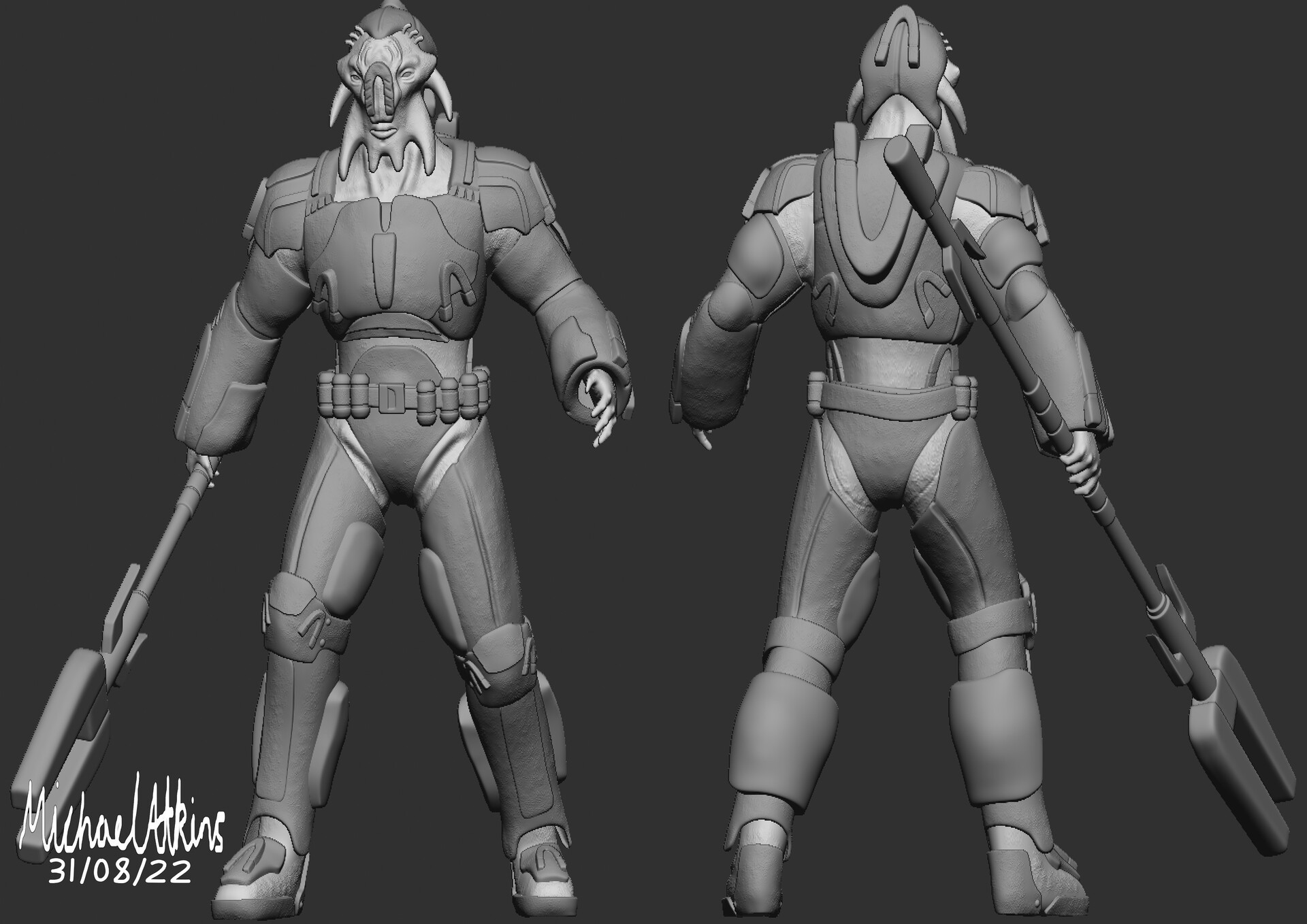 ArtStation - Michael Atkins 3D Magnetic Alien Guard Character Sheet AO