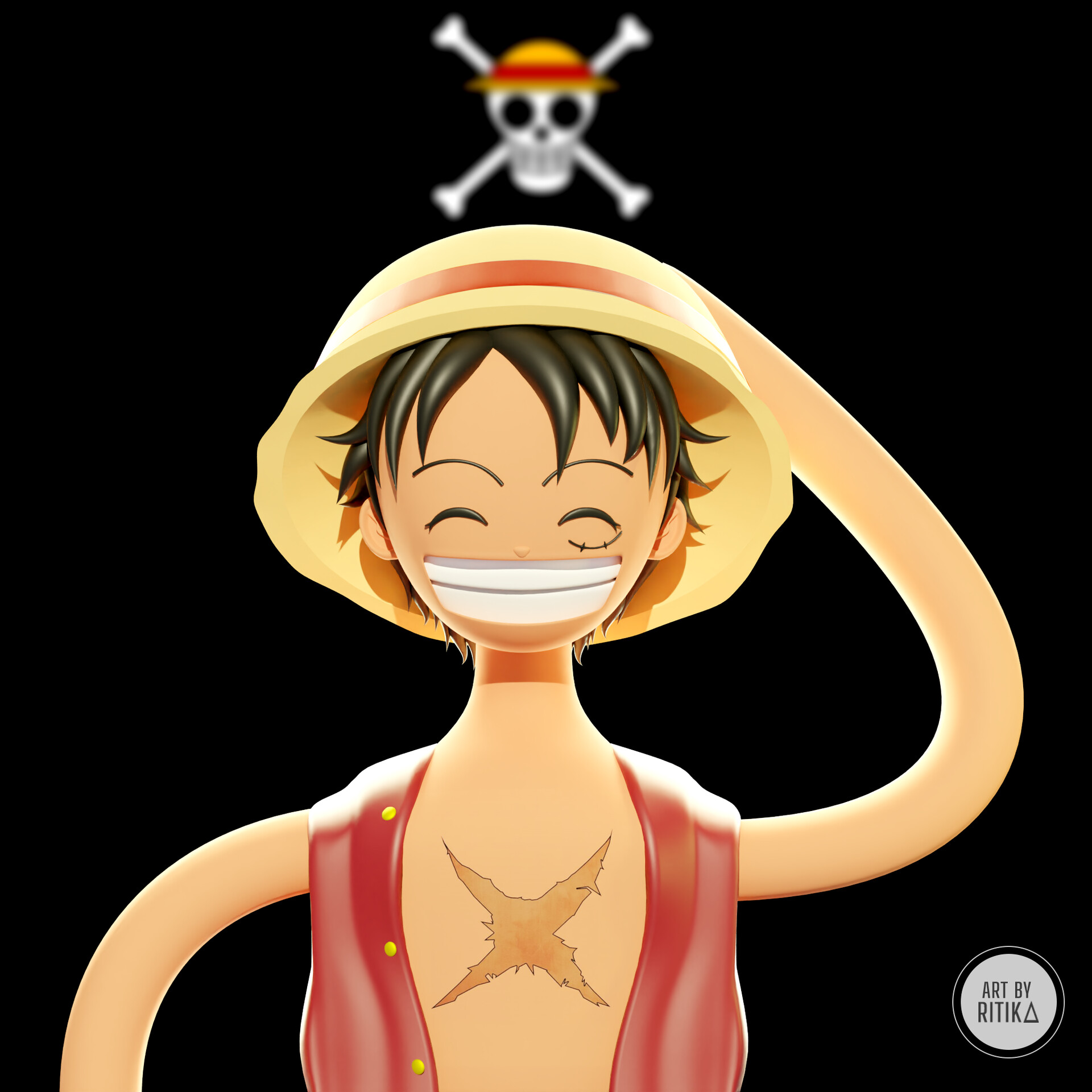 ArtStation - One Piece character Monkey D Luffy 3D stylized illustration