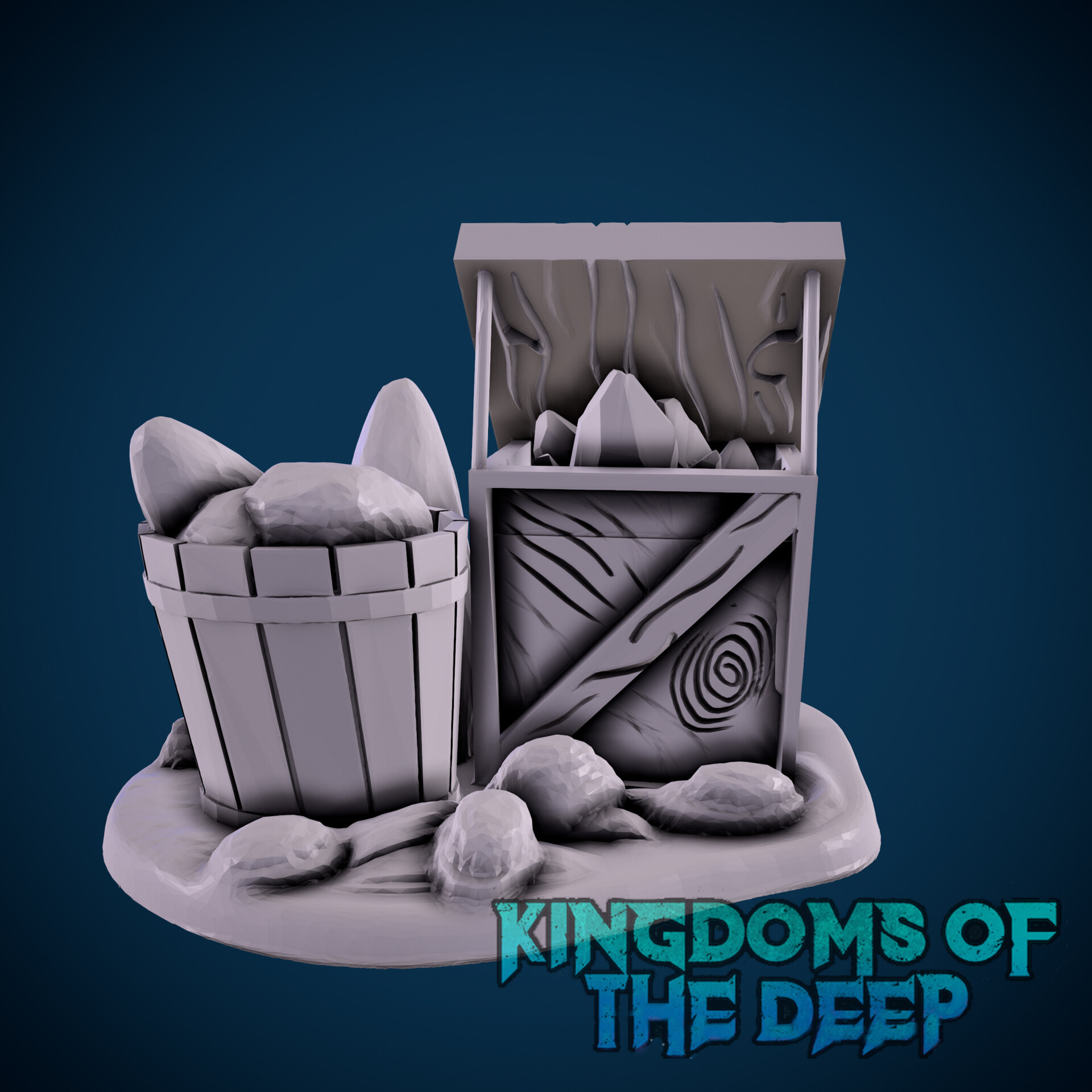 ArtStation - Barrel and Box full of Rocks - Dwarven Scenery - board ...