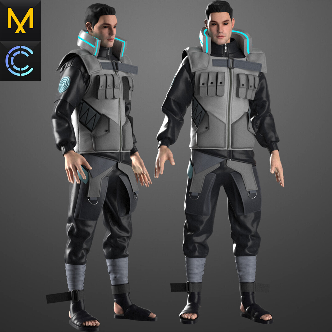 ArtStation - CyberPunk Outfit Male OBJ mtl FBX ZPRJ