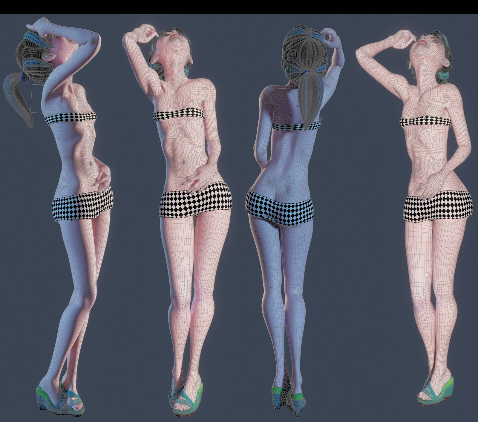 Philo Vivero - Giazelle Veloca, Thin Dancer, Gothic Girl Bikini Wireframes/Demo
