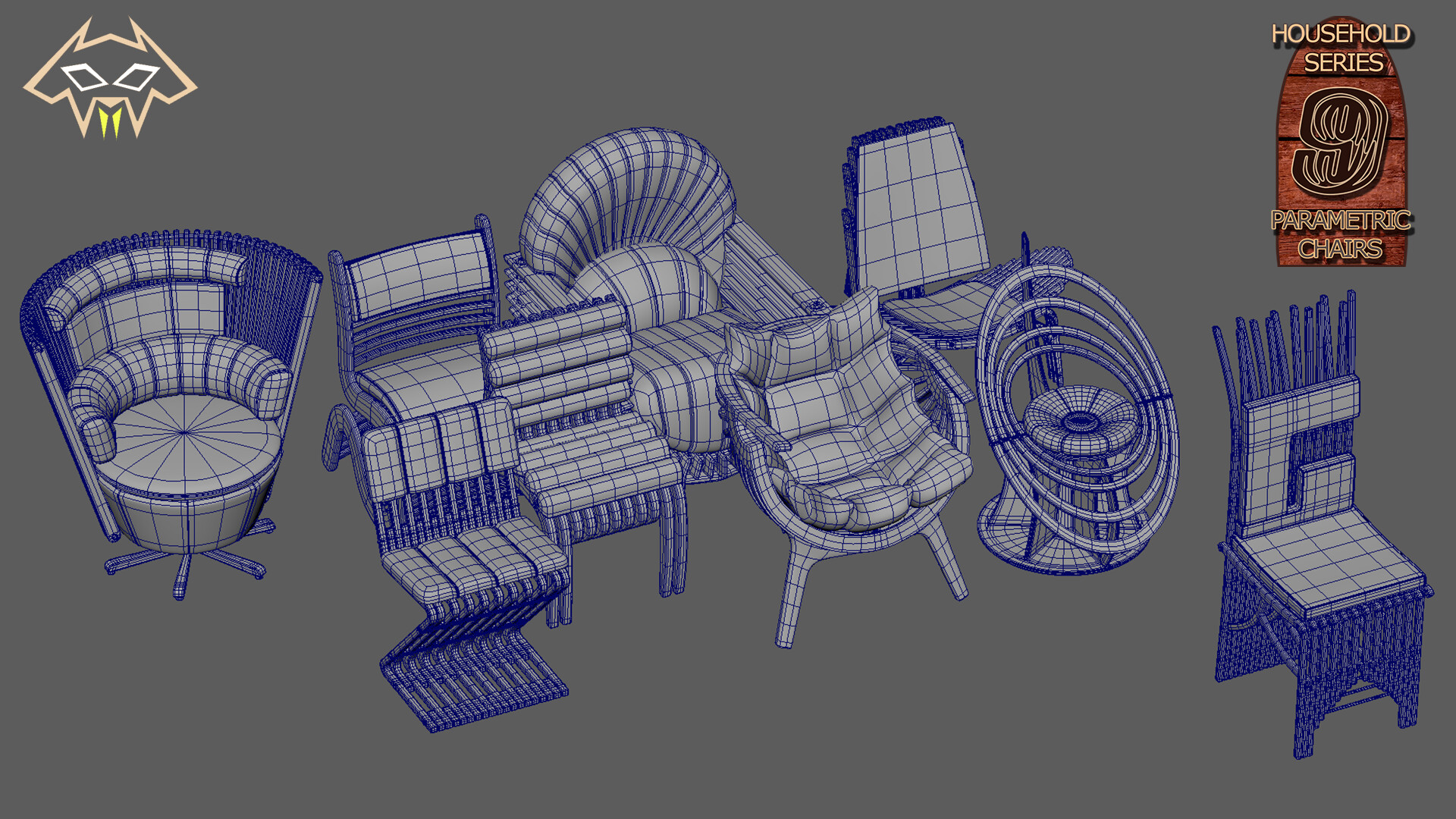 Chijioke Okereke - House Hold Series: 9 Parametric Chairs