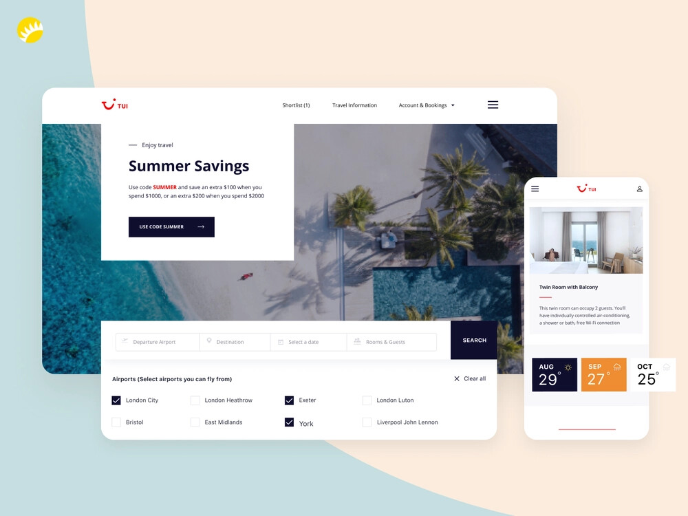 Andersen Design - TUI - Website concept