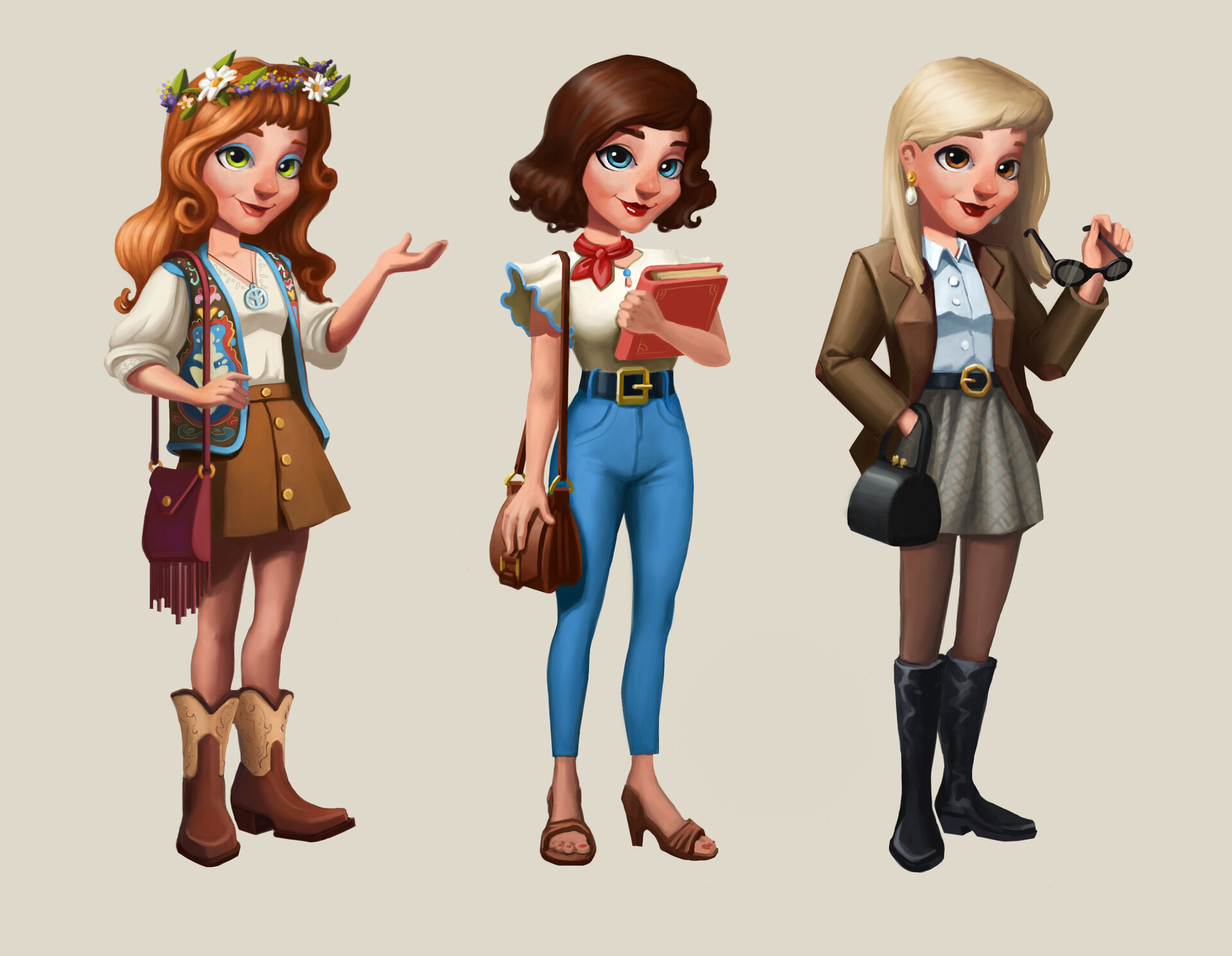 ArtStation - Girls in different eras of fashion