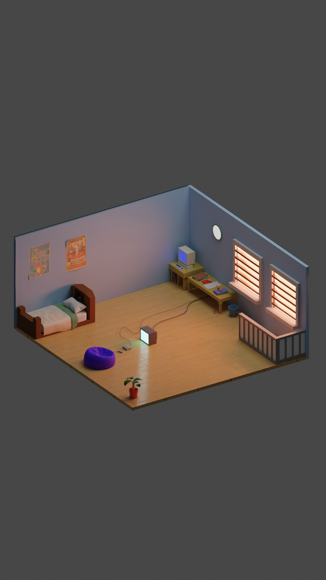 ArtStation - Pokémon GBA Room Isometric Remake
