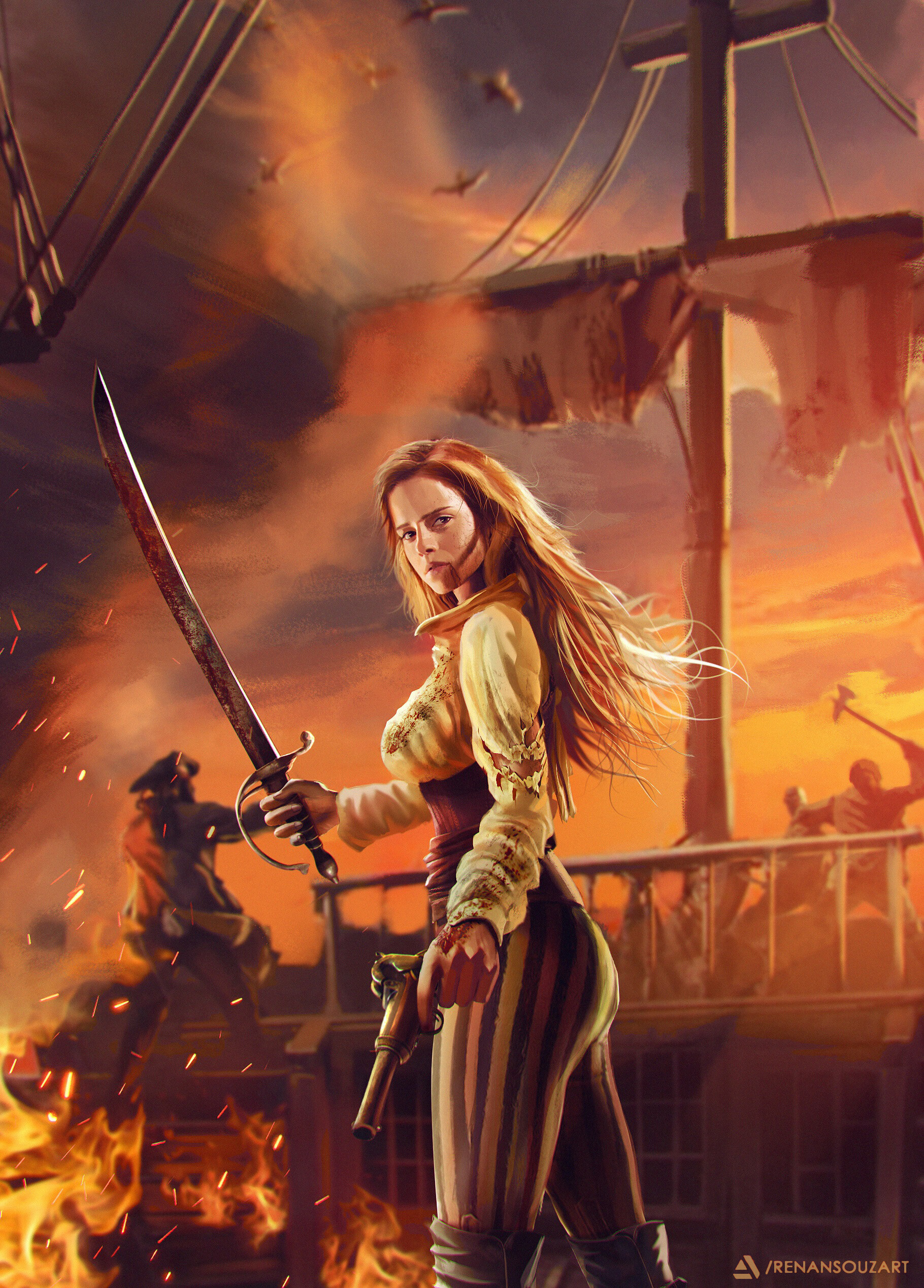 ArtStation - Emma Watson in Pirates of the Caribbean - Commissioned piece