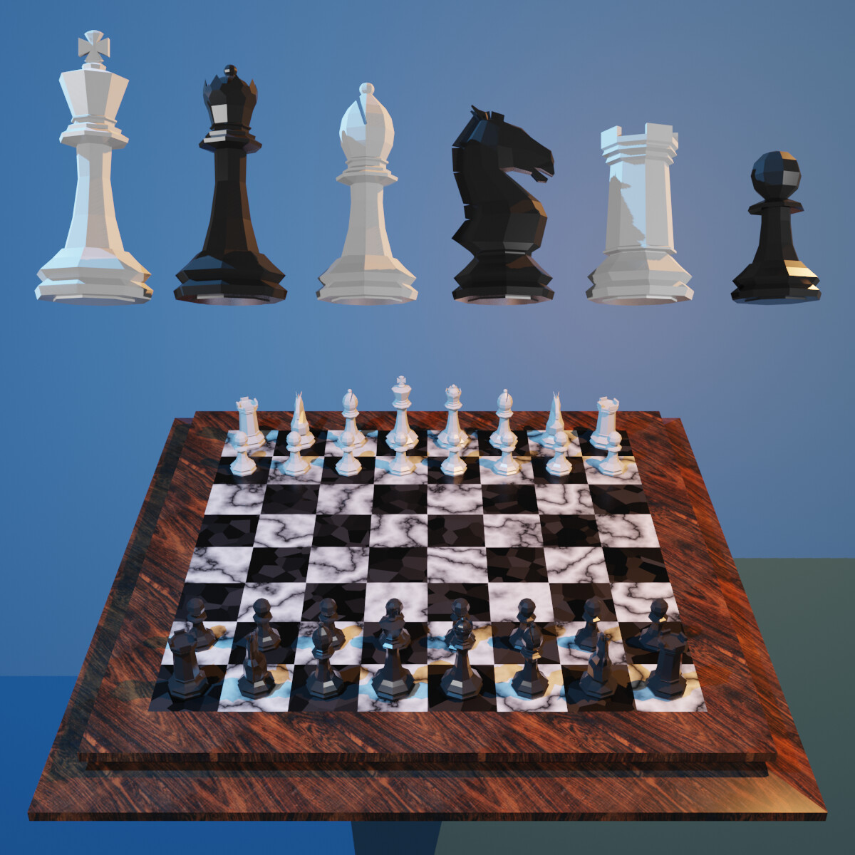 ArtStation - Low Poly Chess Set