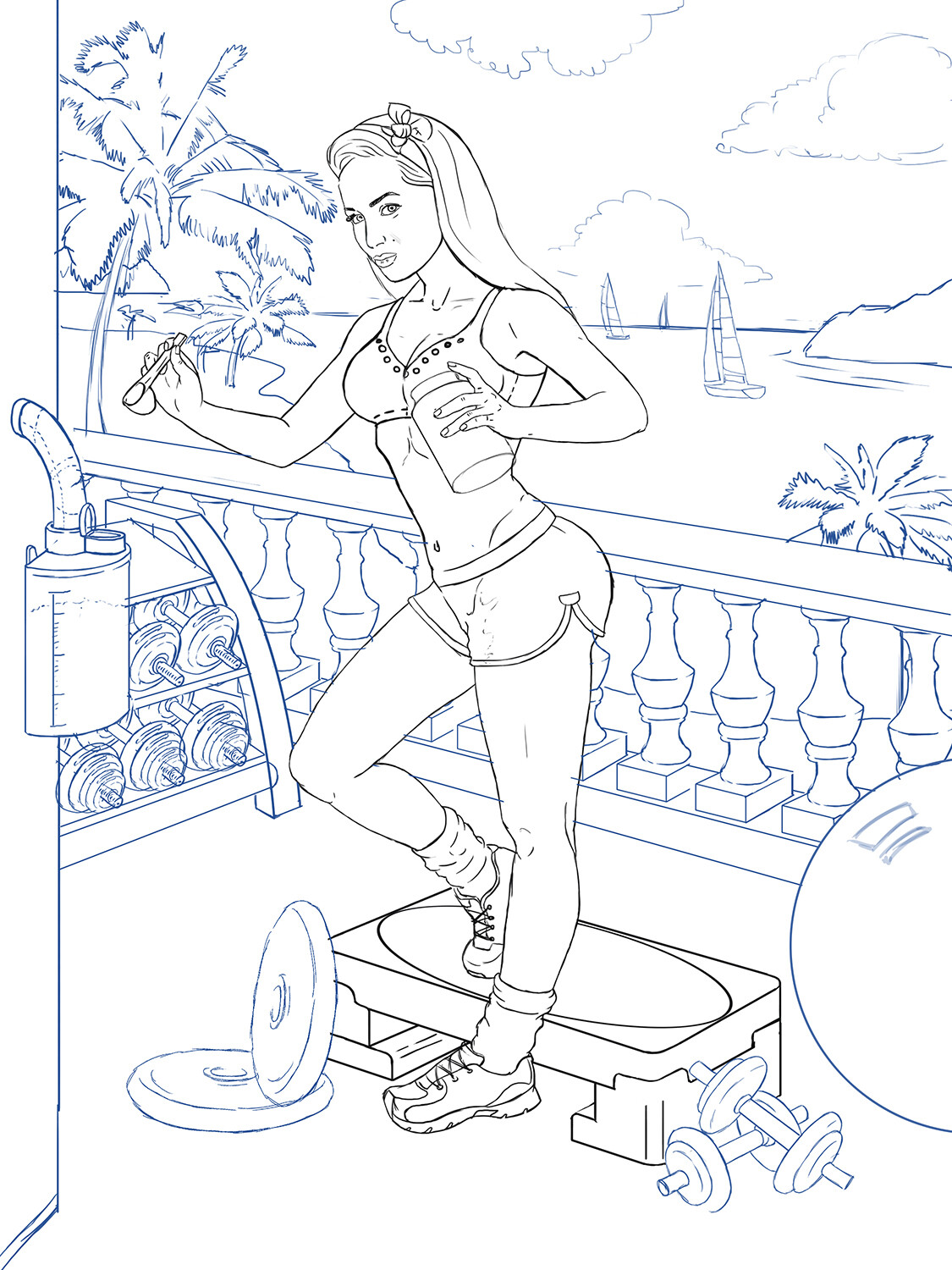 gym girl coloring page