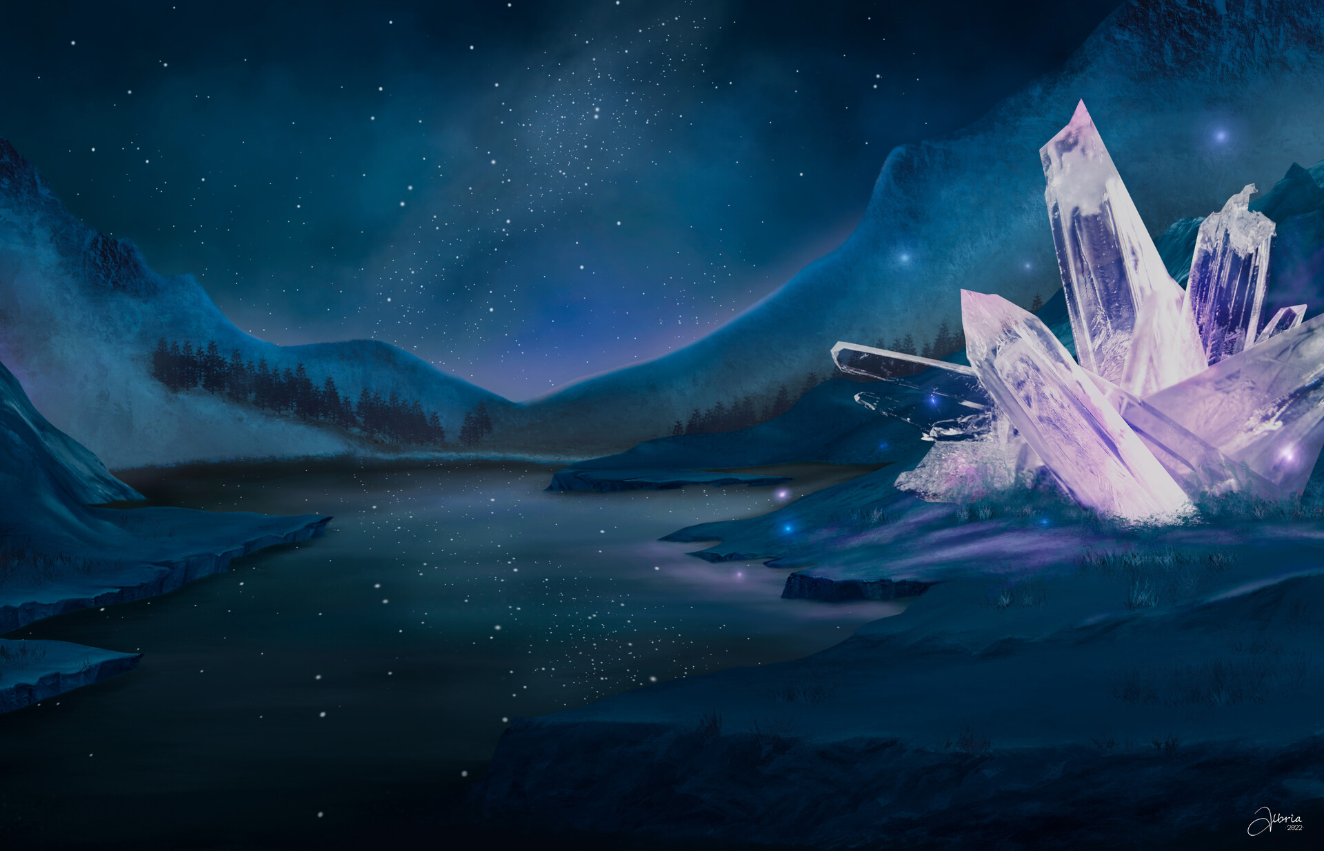 ArtStation - Night lake