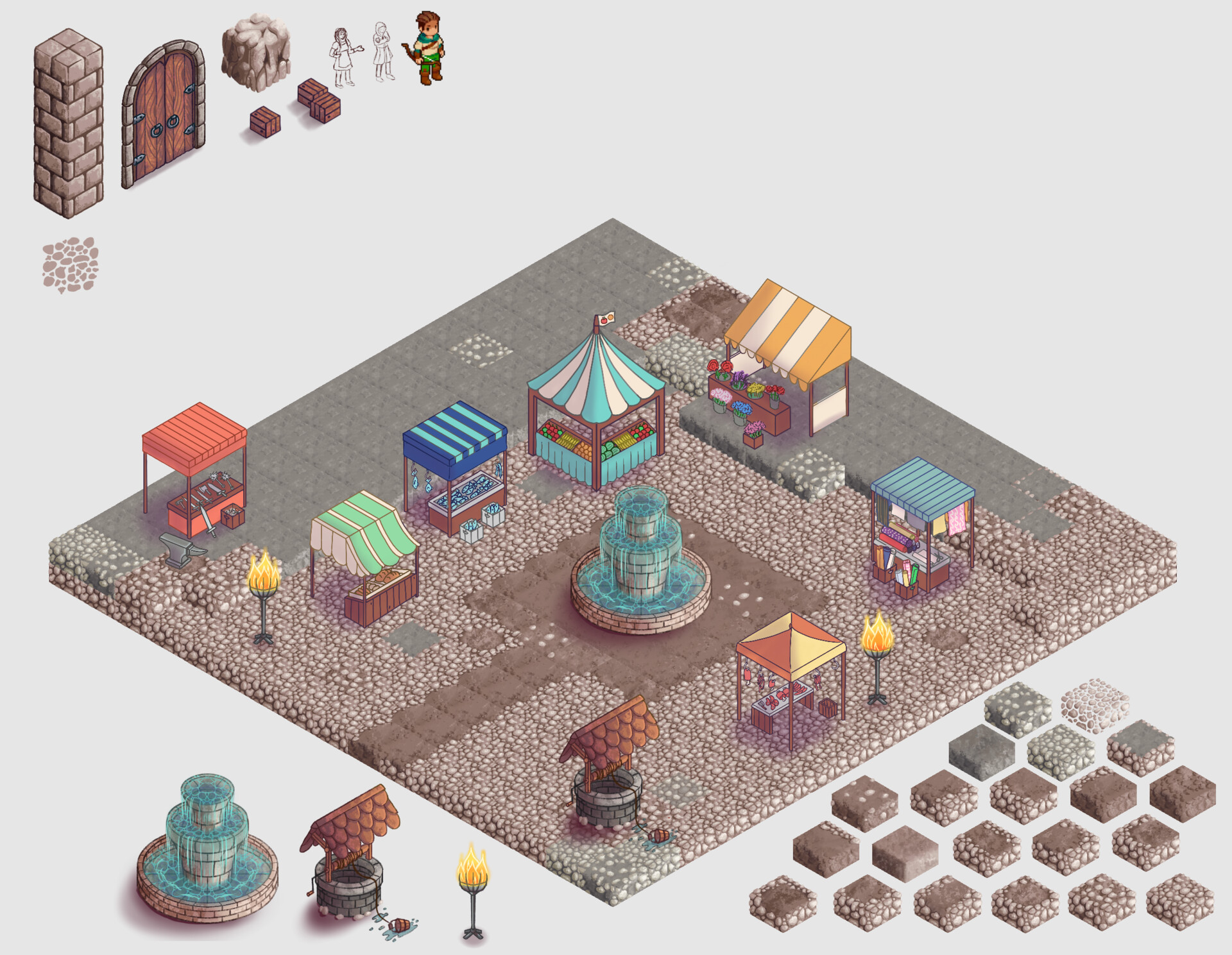 Athena Power - 2.5d Isometric Game - Tile & Map Design - ‘Town Market’