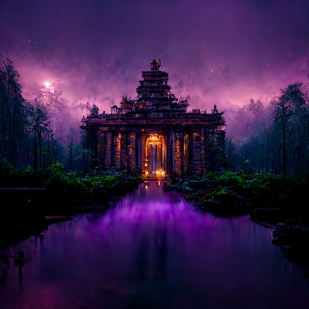 ArtStation - Forest temple at purple night | Concept Art