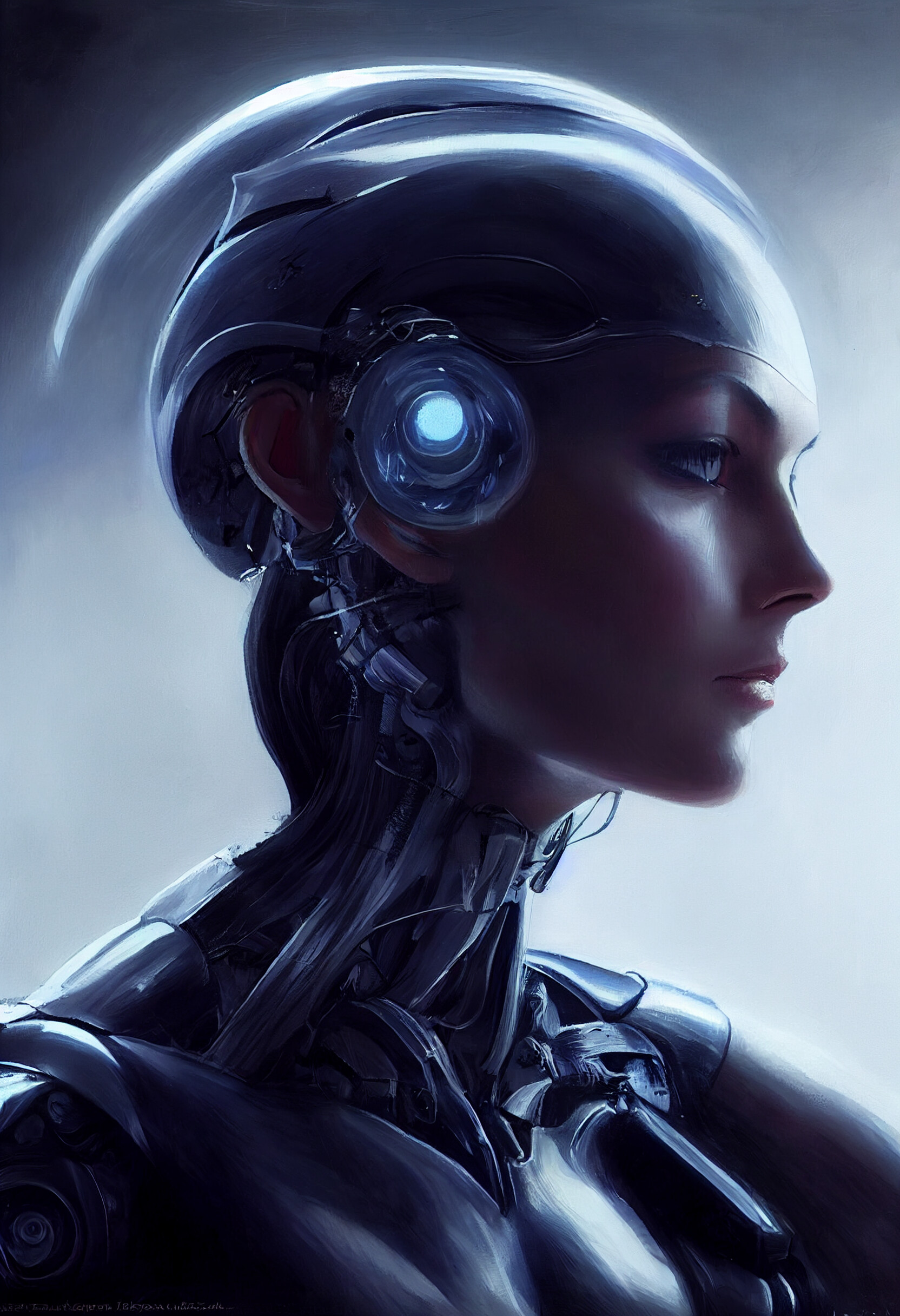 ArtStation - Cyborg goddess in blue