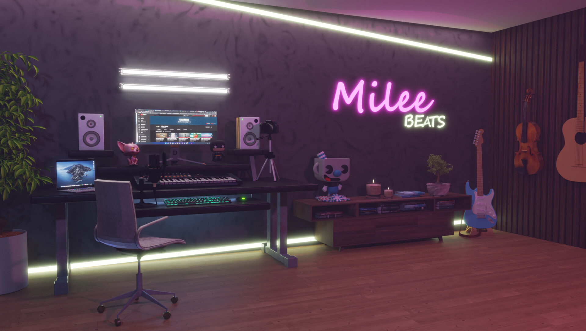 ArtStation - 3D Music Producer Gaming Room Desing