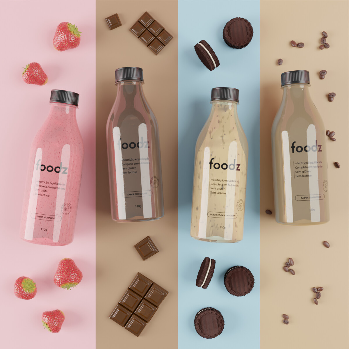 ArtStation - 3D modeled bottle with flavors cgi render Foodz