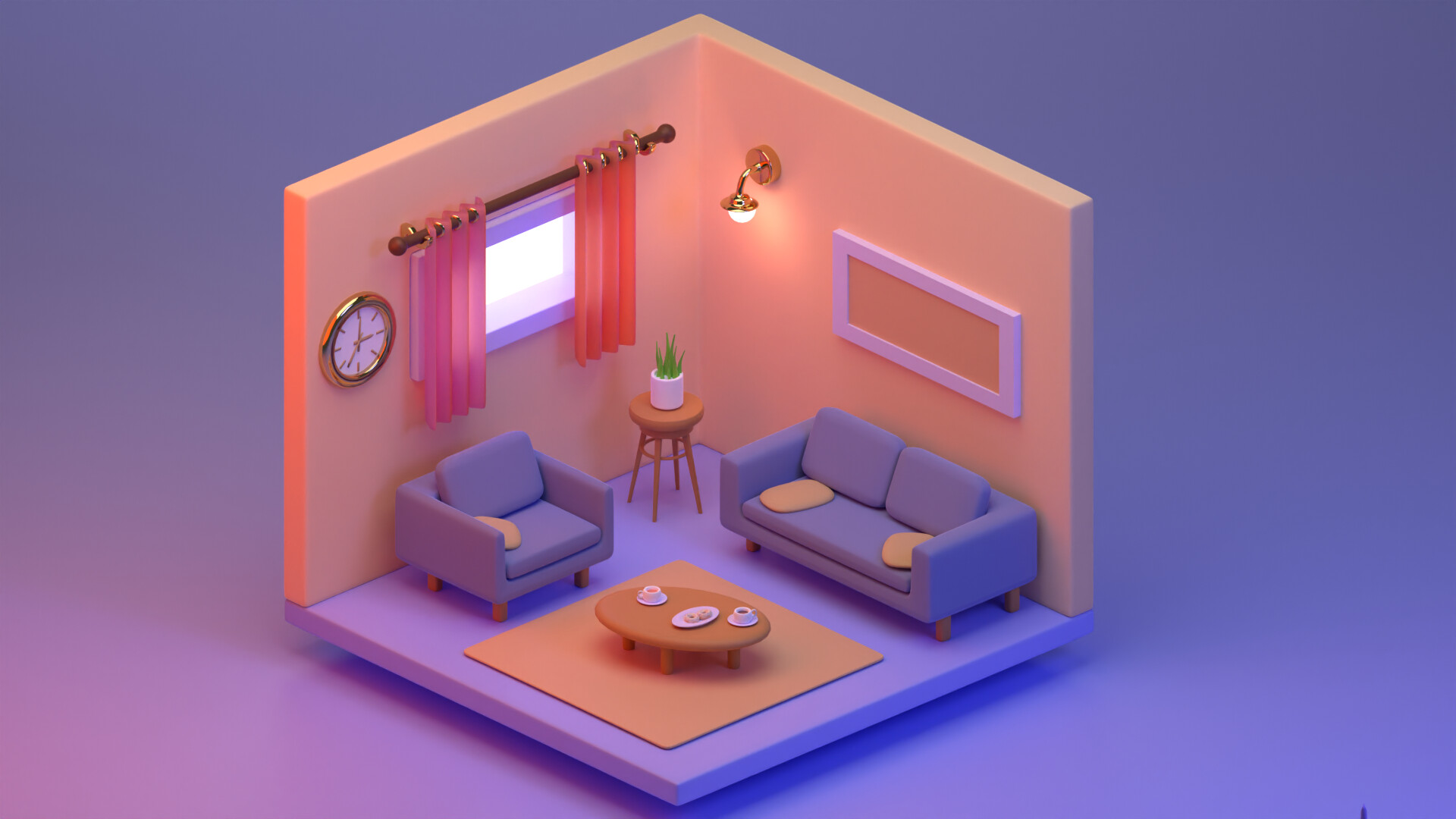 ArtStation - Blender Isometric Living Room