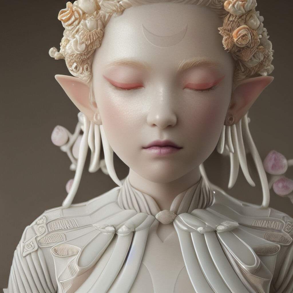 ArtStation - Porcelain Moon Elf Girl