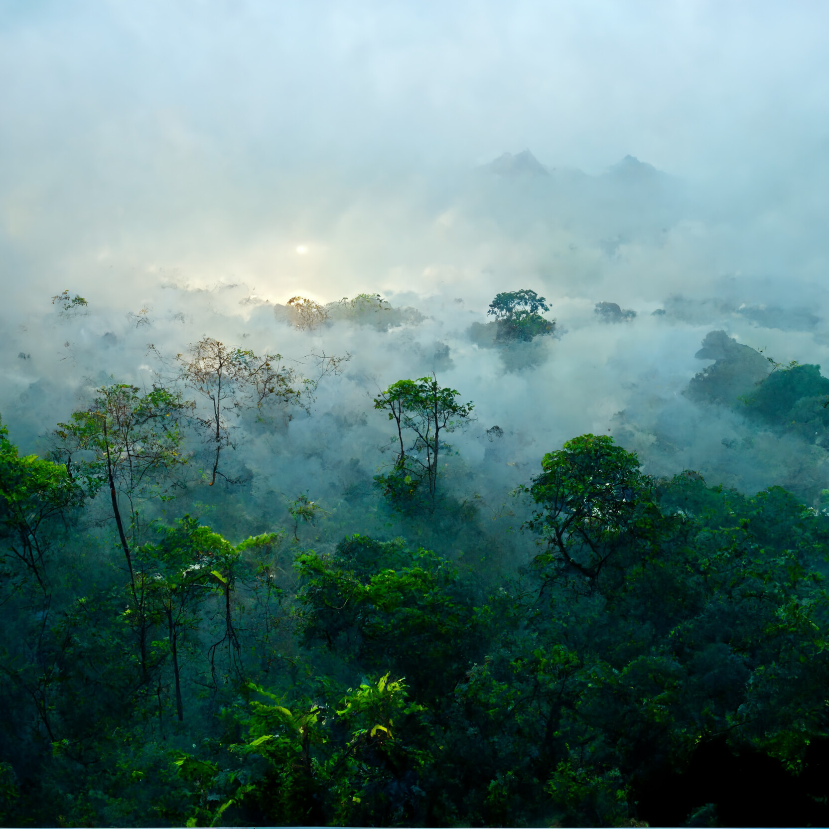 ArtStation - Above The Jungle Or Forest With Some Mist Made by ...