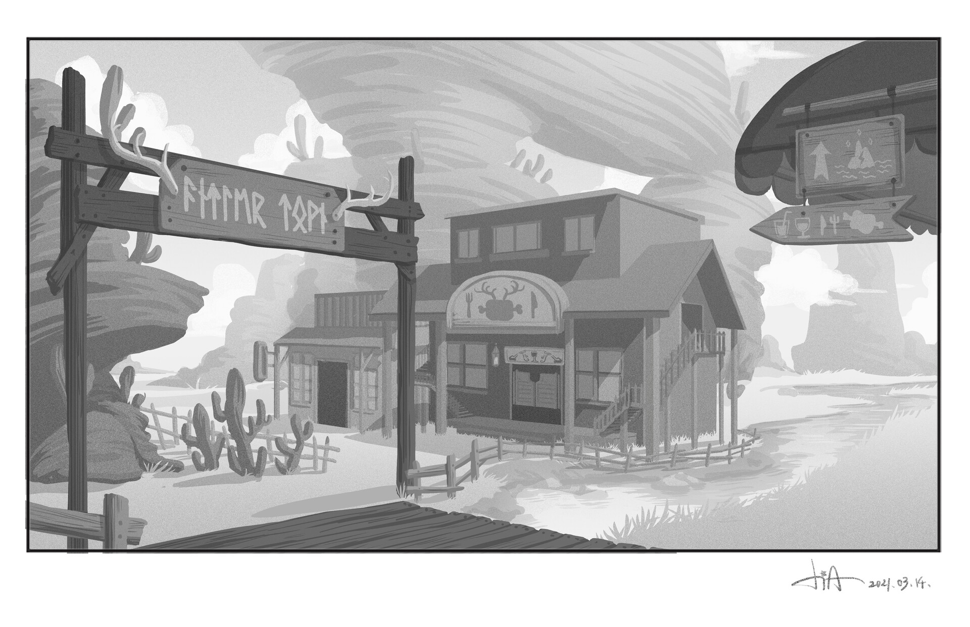 ArtStation - Exterior Layout of Western Bar