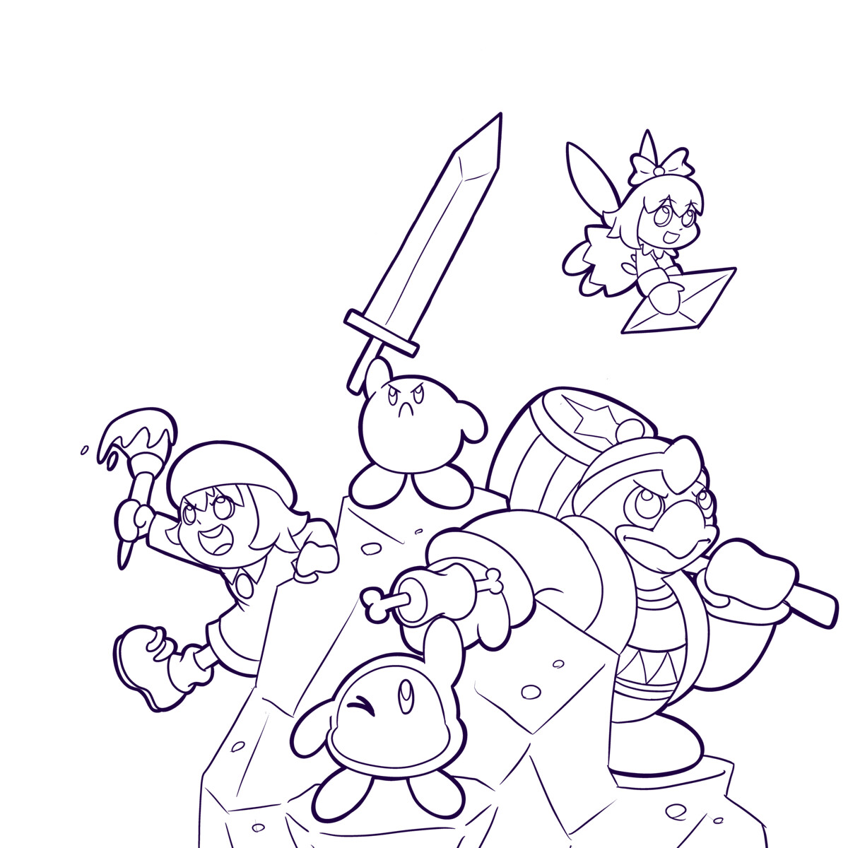 super smash bros kirby coloring pages
